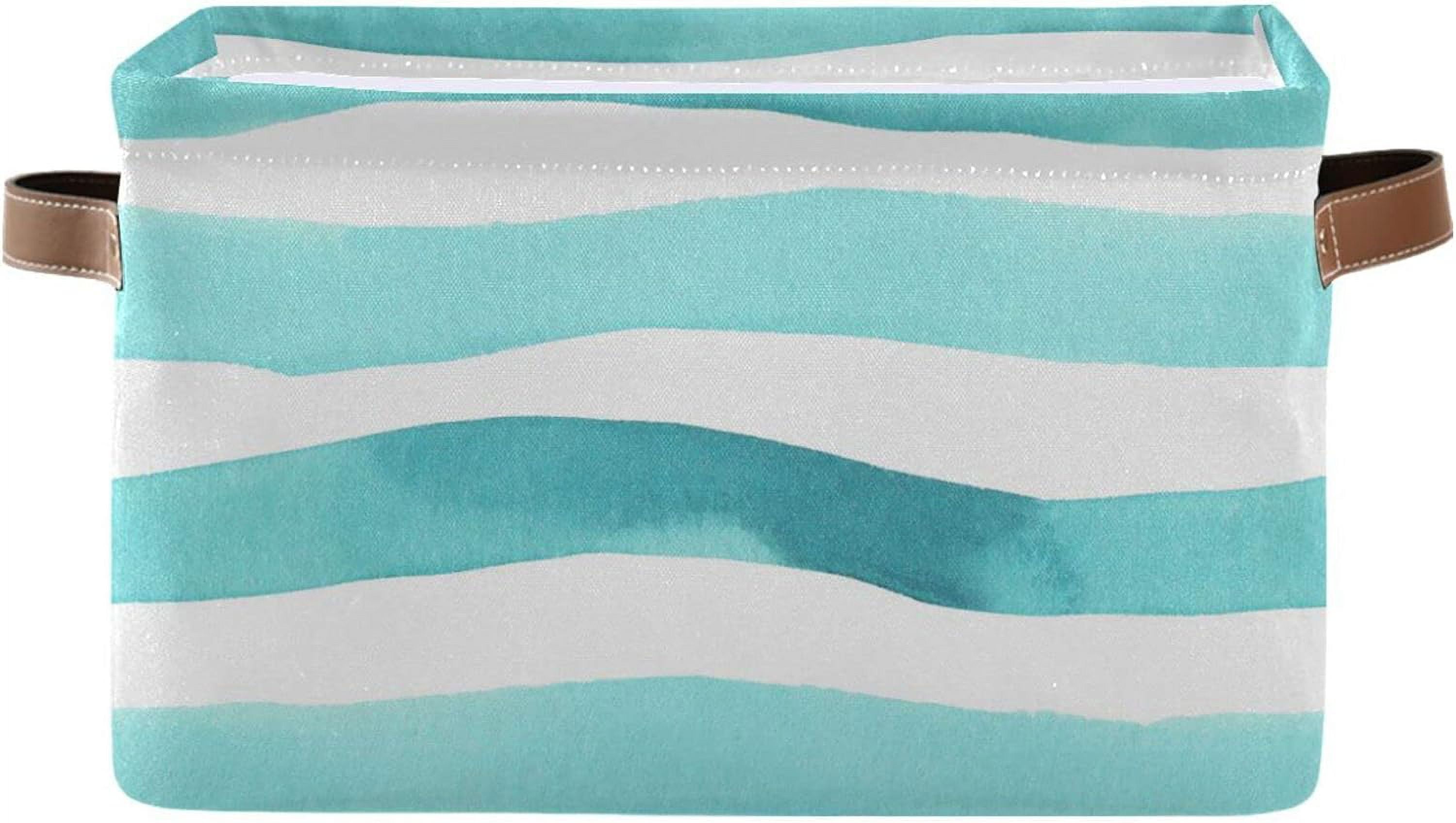 FREEAMG Teal Turquoise Green Watercolor Stripes Background Storage ...