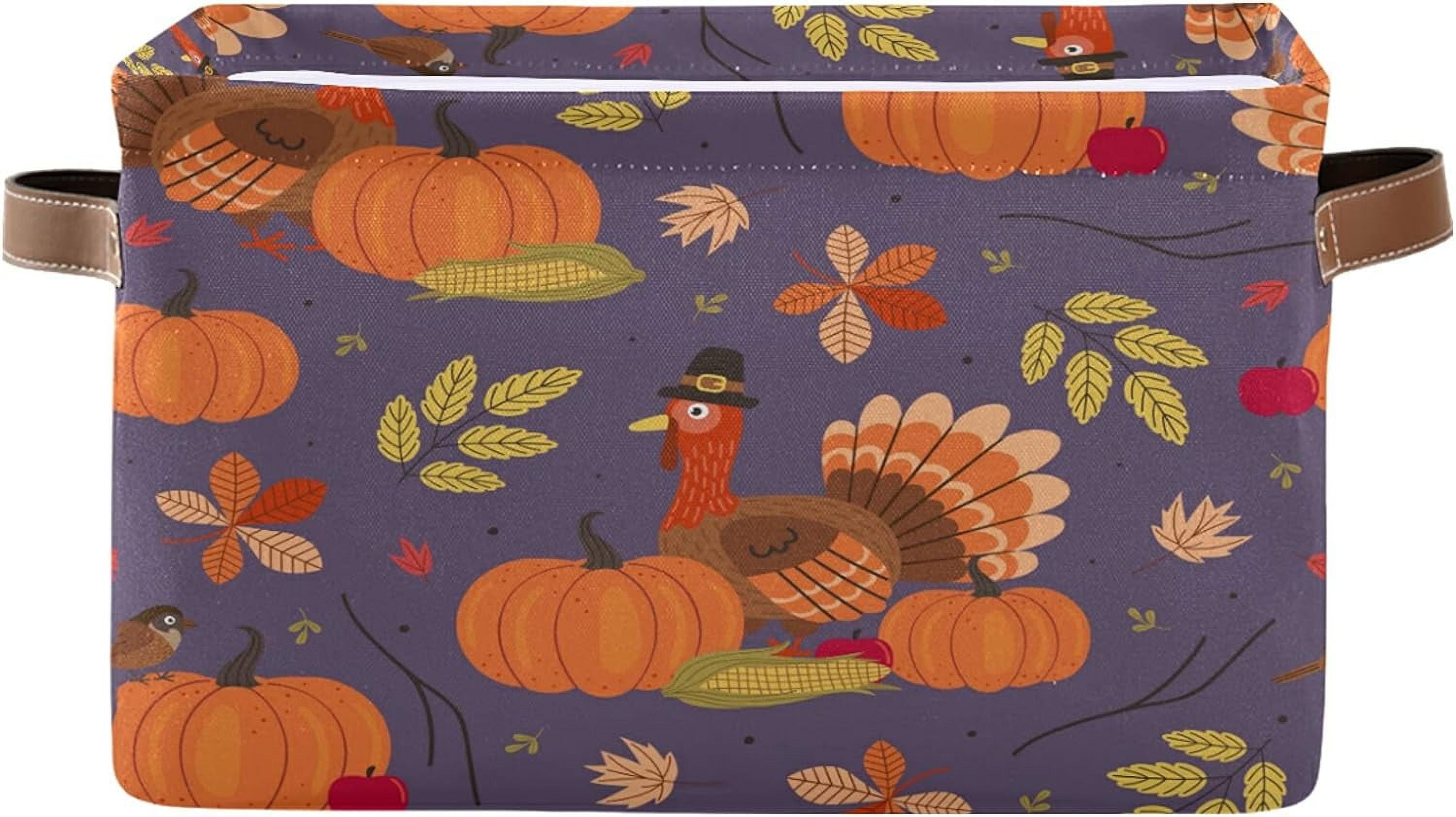 FREEAMG Thanksgiving Day Turkey Maple Leaf Storage Bin for Toy Storage ...