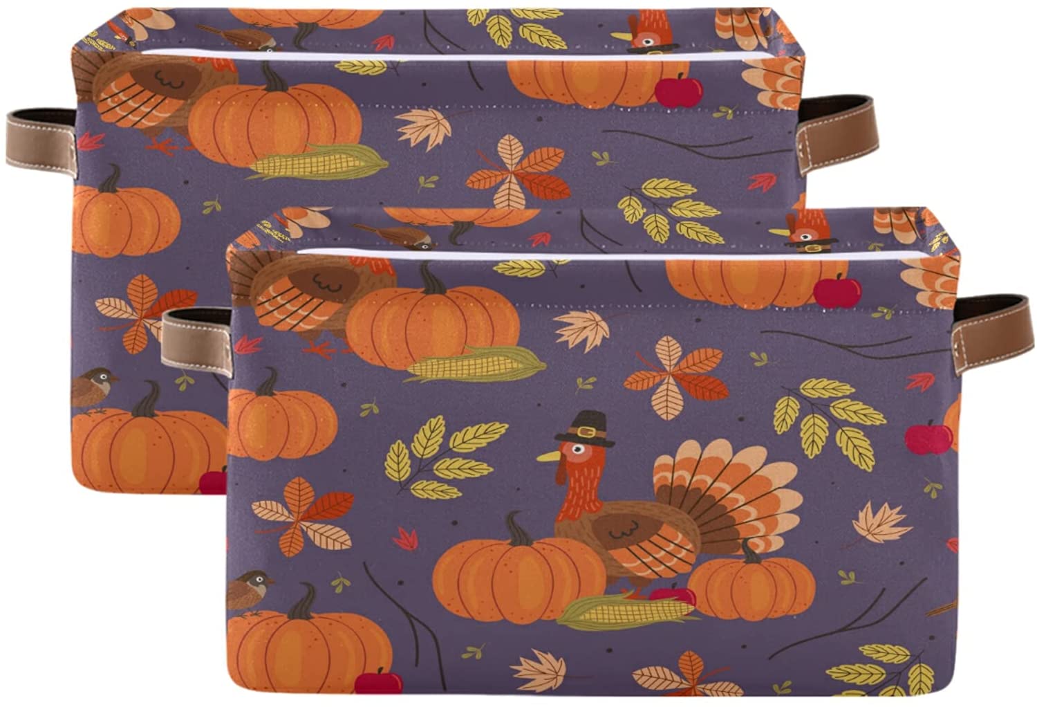 FREEAMG Thanksgiving Day Turkey Maple Leaf Storage Bin for Toy Storage ...