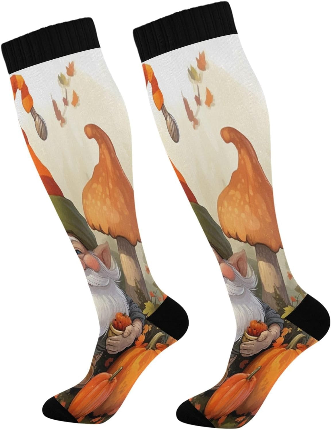FREEAMG Thanksgiving Dwarf Elf Compression Socks for Women and Men ...