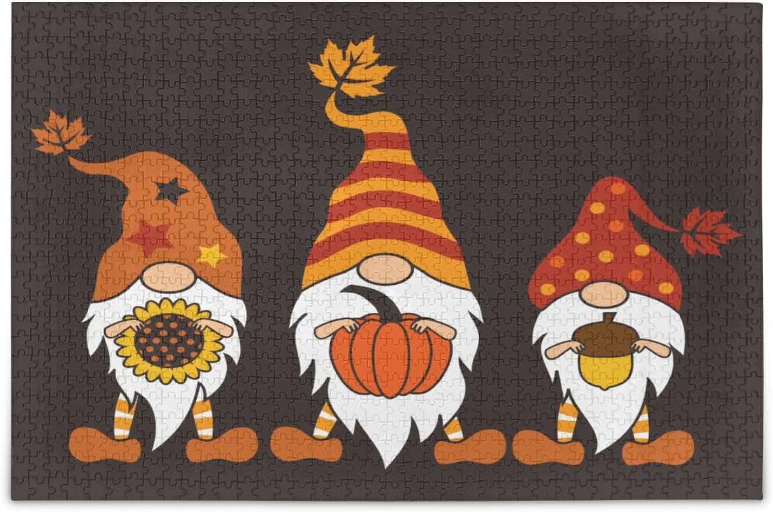 FREEAMG Thanksgiving Fall Gnomes Jigsaw Puzzle 500 Pieces,Wooden ...
