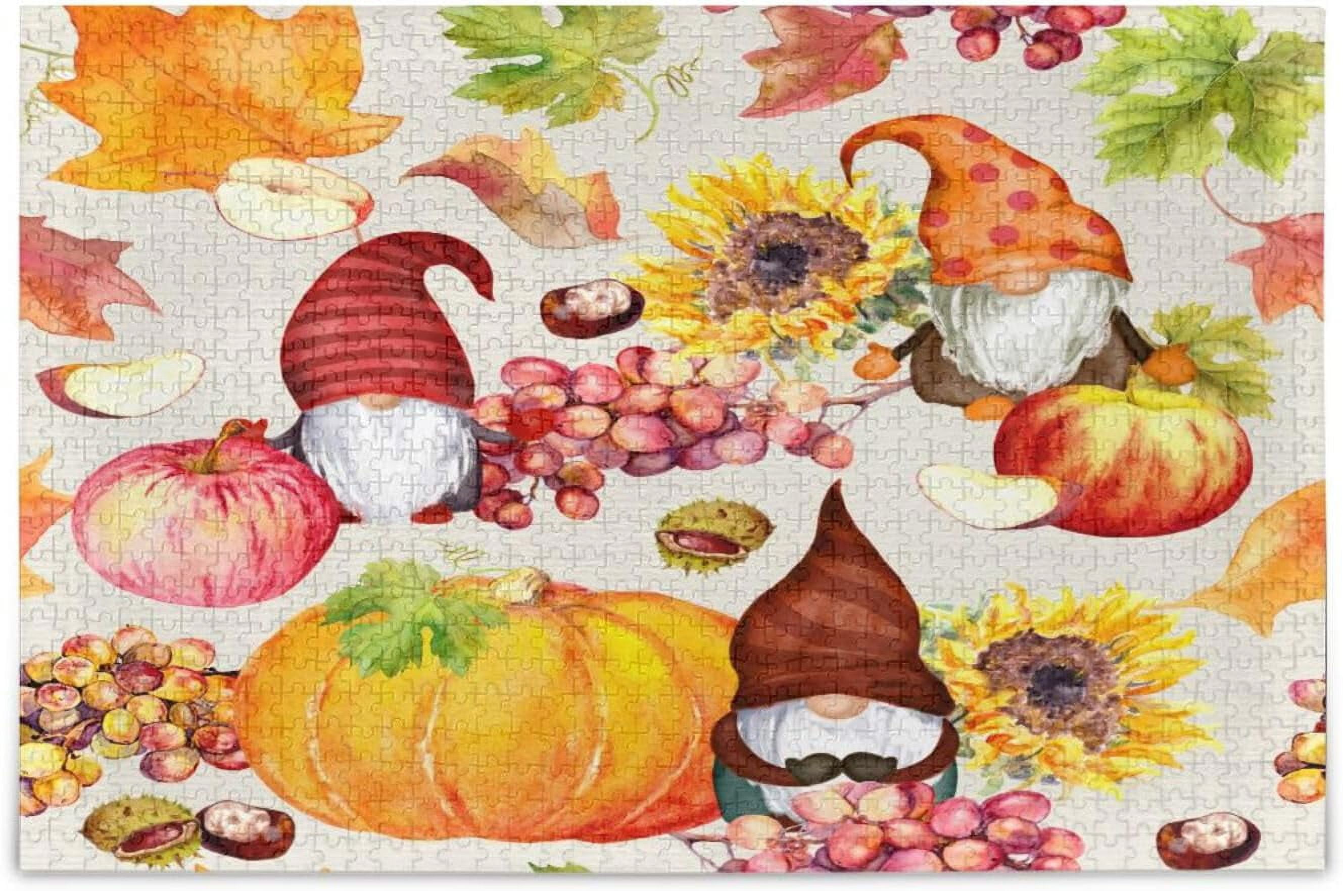 FREEAMG Thanksgiving Gnomes Jigsaw Puzzle 1000 Pieces,Wooden Puzzles ...