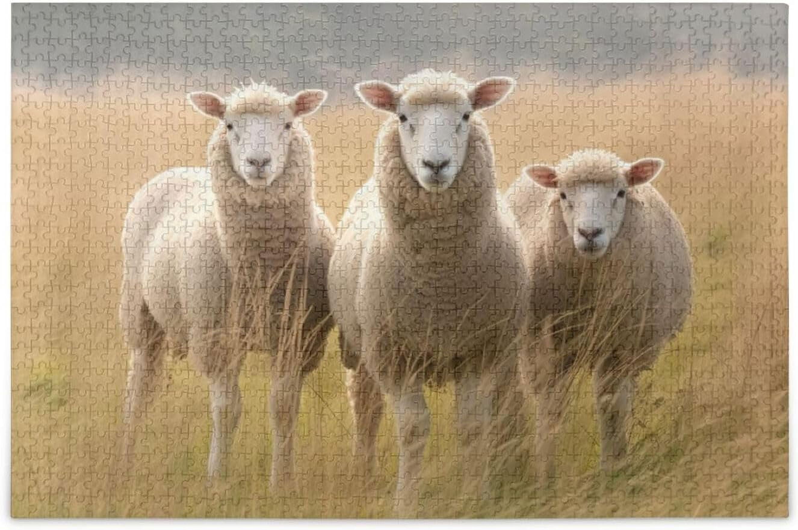 FREEAMG Three Sheep Jigsaw Puzzles for Adults or Kids 500 Piece,Decompression Fun Family Puzzles ...