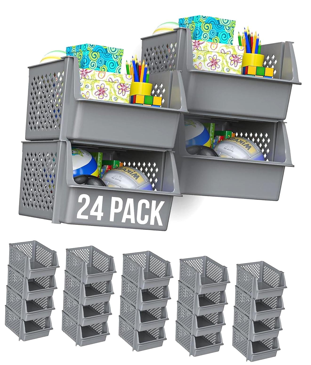 FREEAMG TidyFriend Plastic Stackable Storage Bins for Pantry, 5 Pack ...