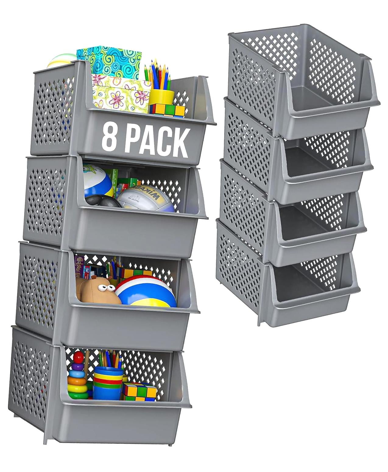 FREEAMG TidyFriend Plastic Stackable Storage Bins for Pantry, 5 Pack ...