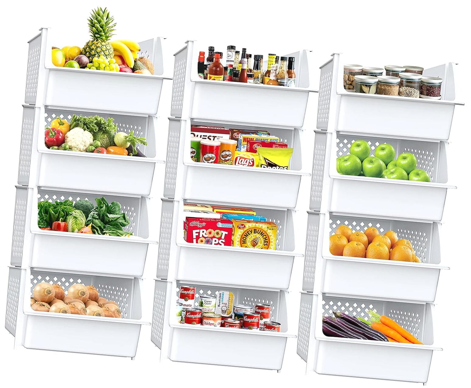 FREEAMG TidyFriend Plastic Stackable Storage Bins for Pantry, 5 Pack ...