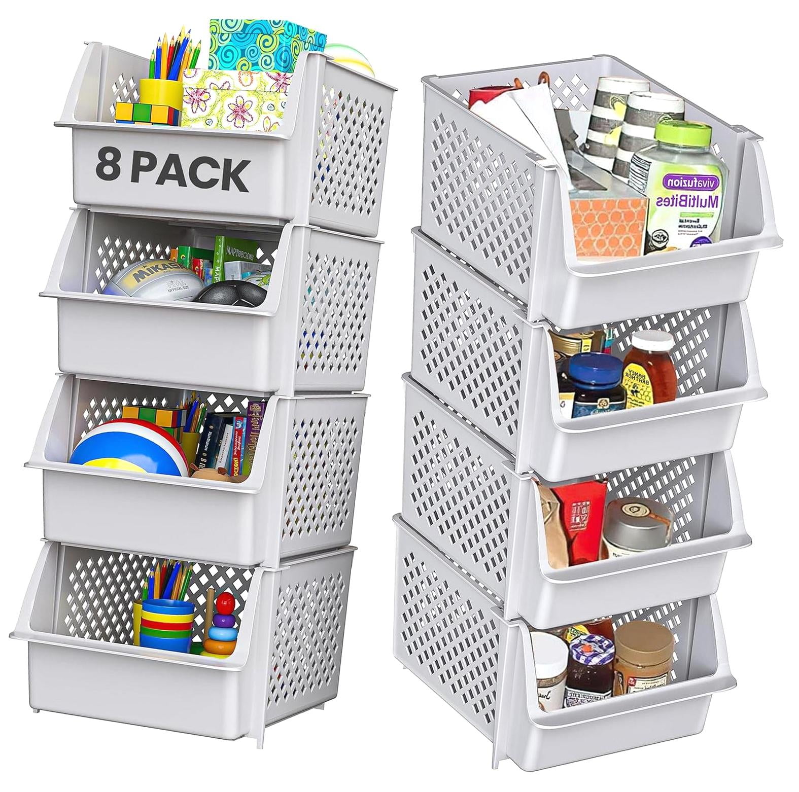 FREEAMG TidyFriend Plastic Stackable Storage Bins for Pantry, 8 Pack ...