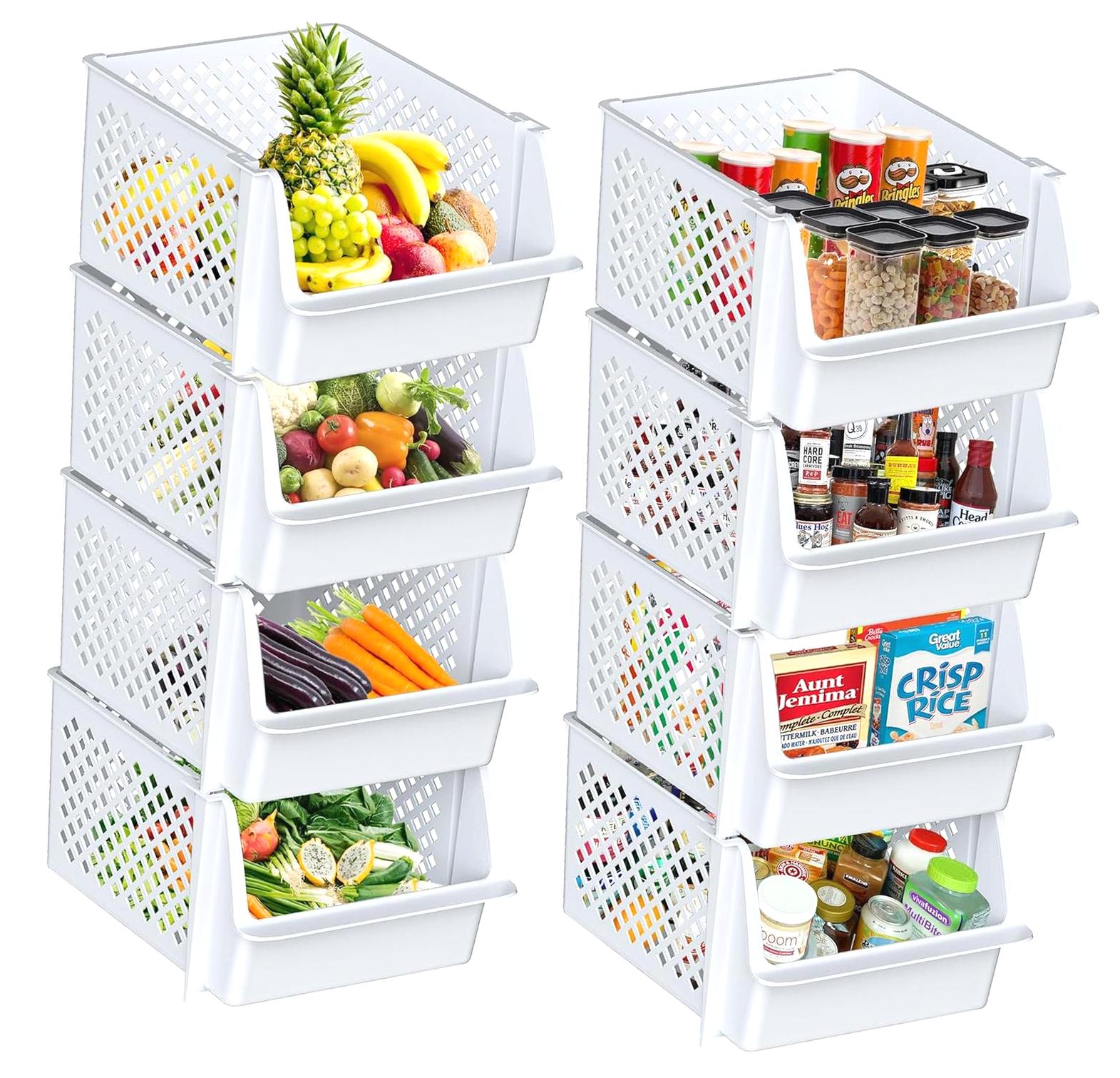 FREEAMG TidyFriend Plastic Stackable Storage Bins for Pantry, 8 Pack ...