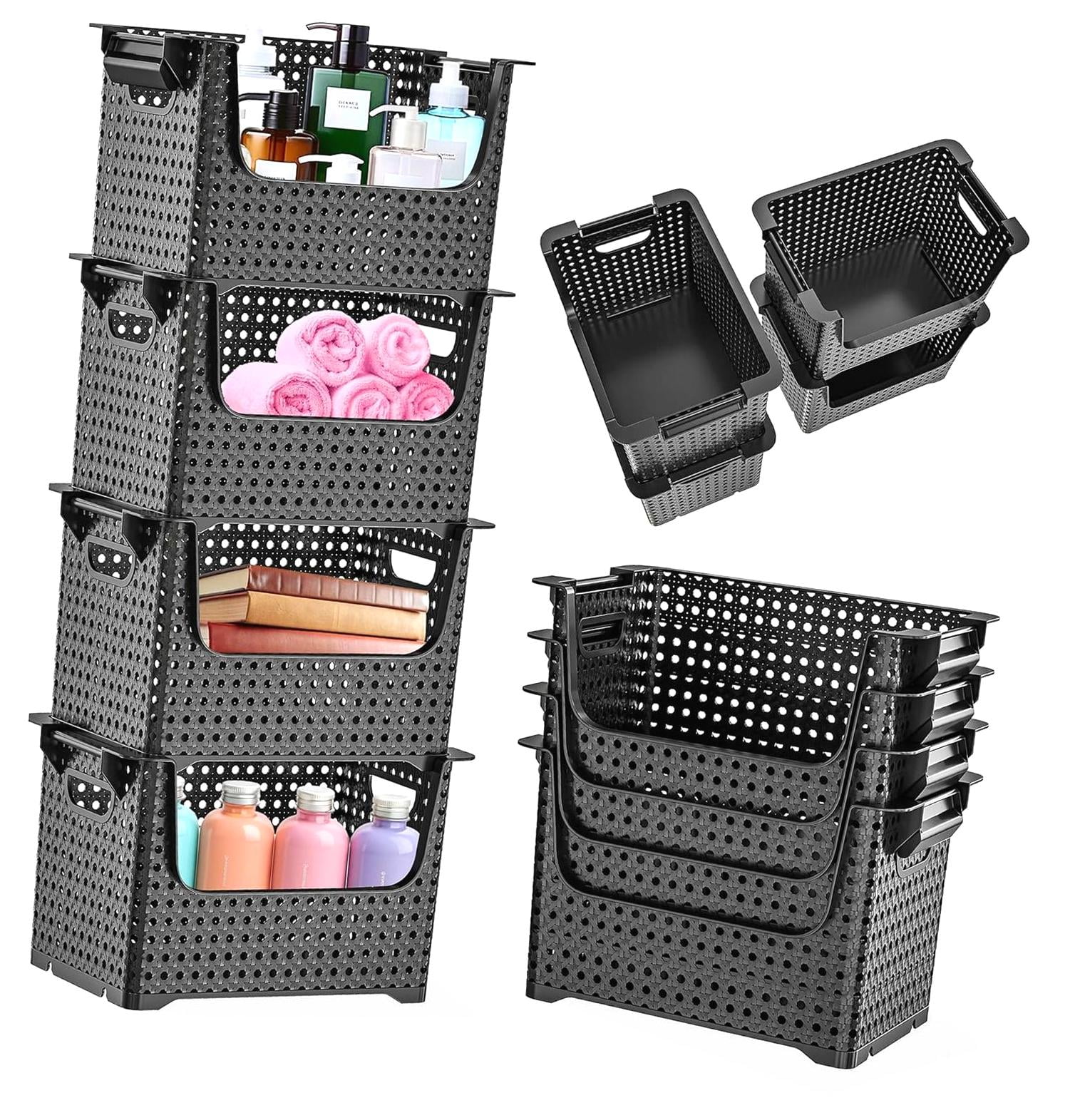 FREEAMG TidyFriend Plastic Stackable Storage Containers for Pantry - 2 ...