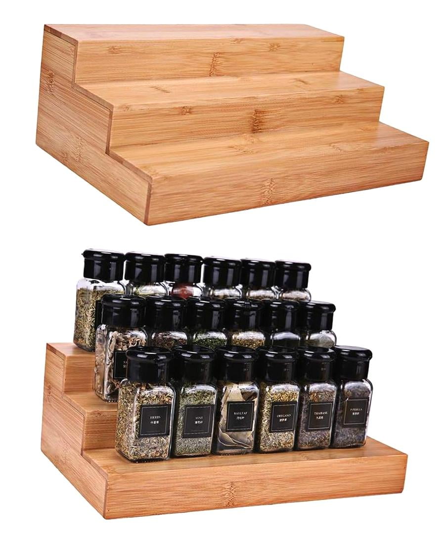FREEAMG Tiered Spice Organizer Set, 3- Cabinet Shelf Spice Holder for ...