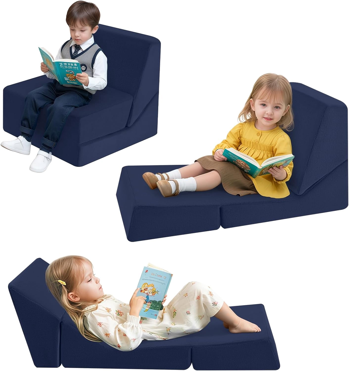 FREEAMG Toddler Couch Fold Out Sofa Bed, Kids Lounge Chair Foldable ...