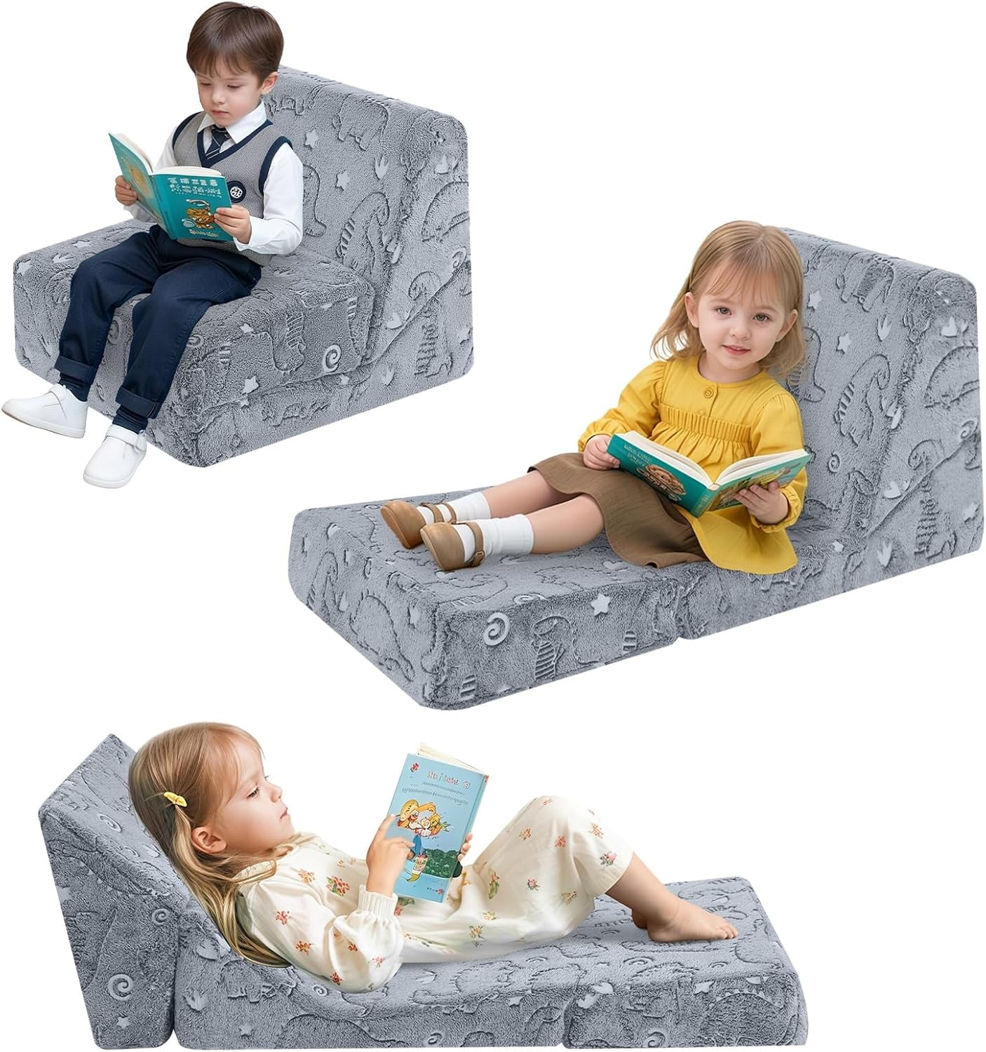 FREEAMG Toddler Couch Fold Out Sofa Bed, Kids Lounge Chair Foldable ...