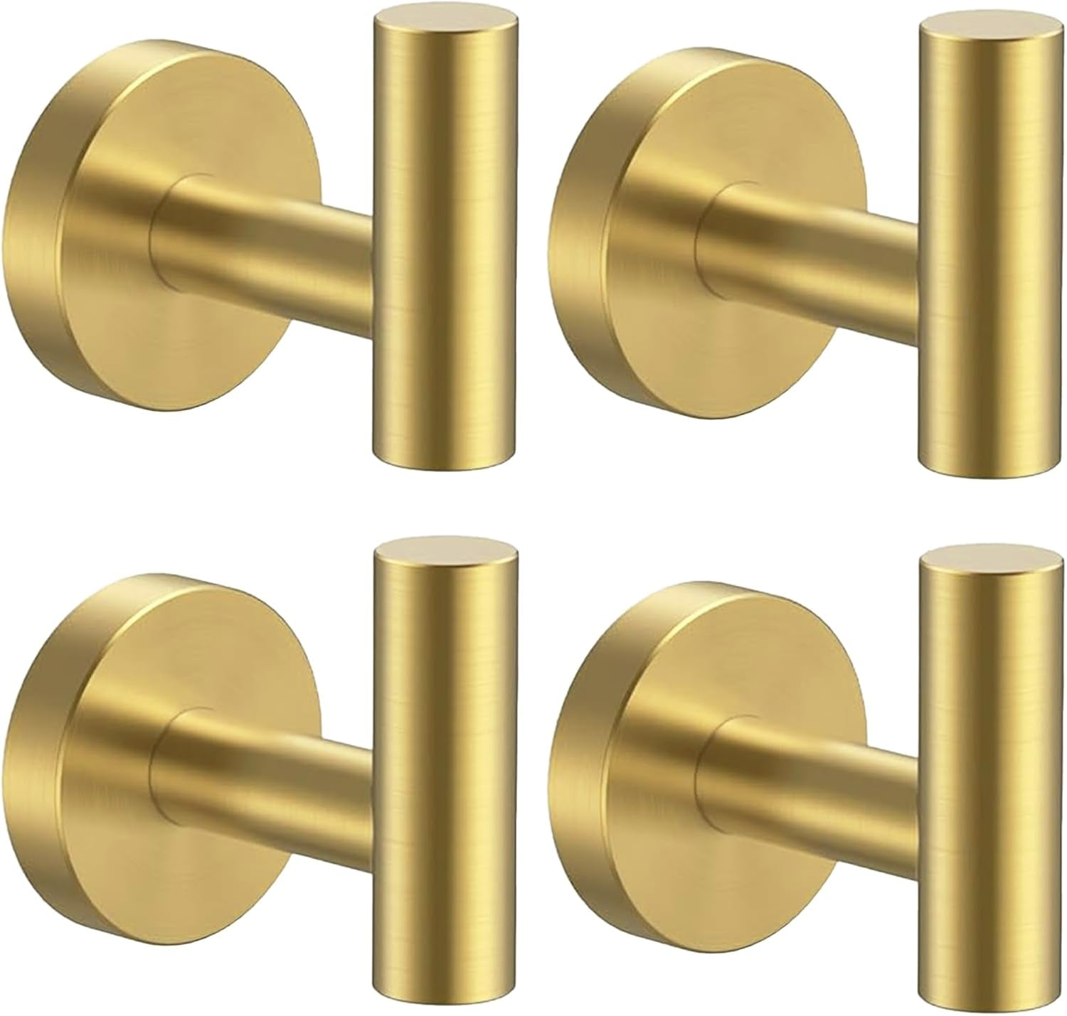 FREEAMG Towel Hooks for Bathrooms 4 Packs Screw-in Gold Bathroom Towel ...