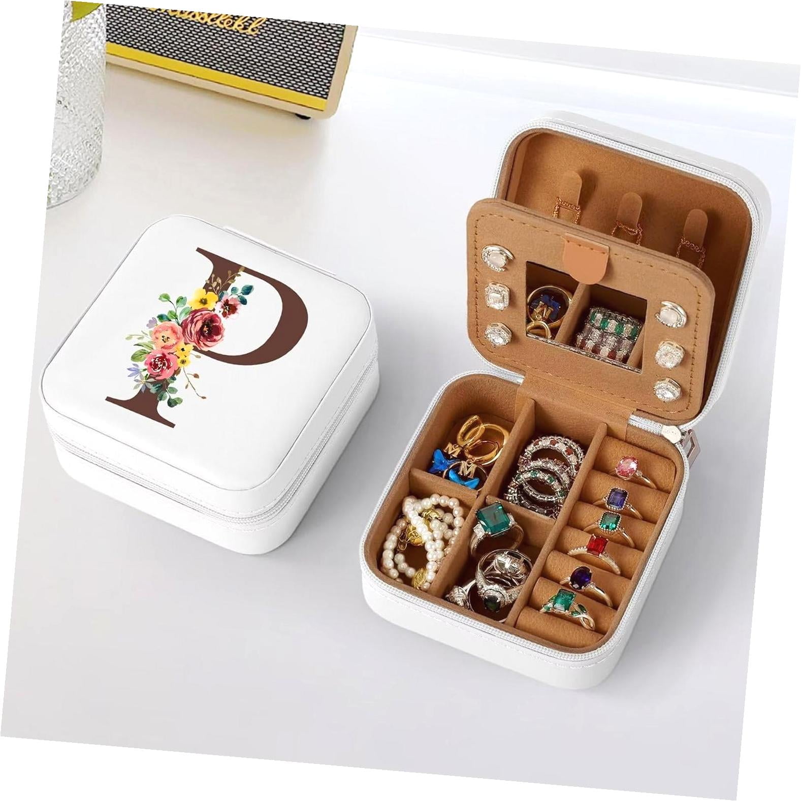 FREEAMG Travel Jewelry Box Jewelry Case - White Jewelry Organizer with ...