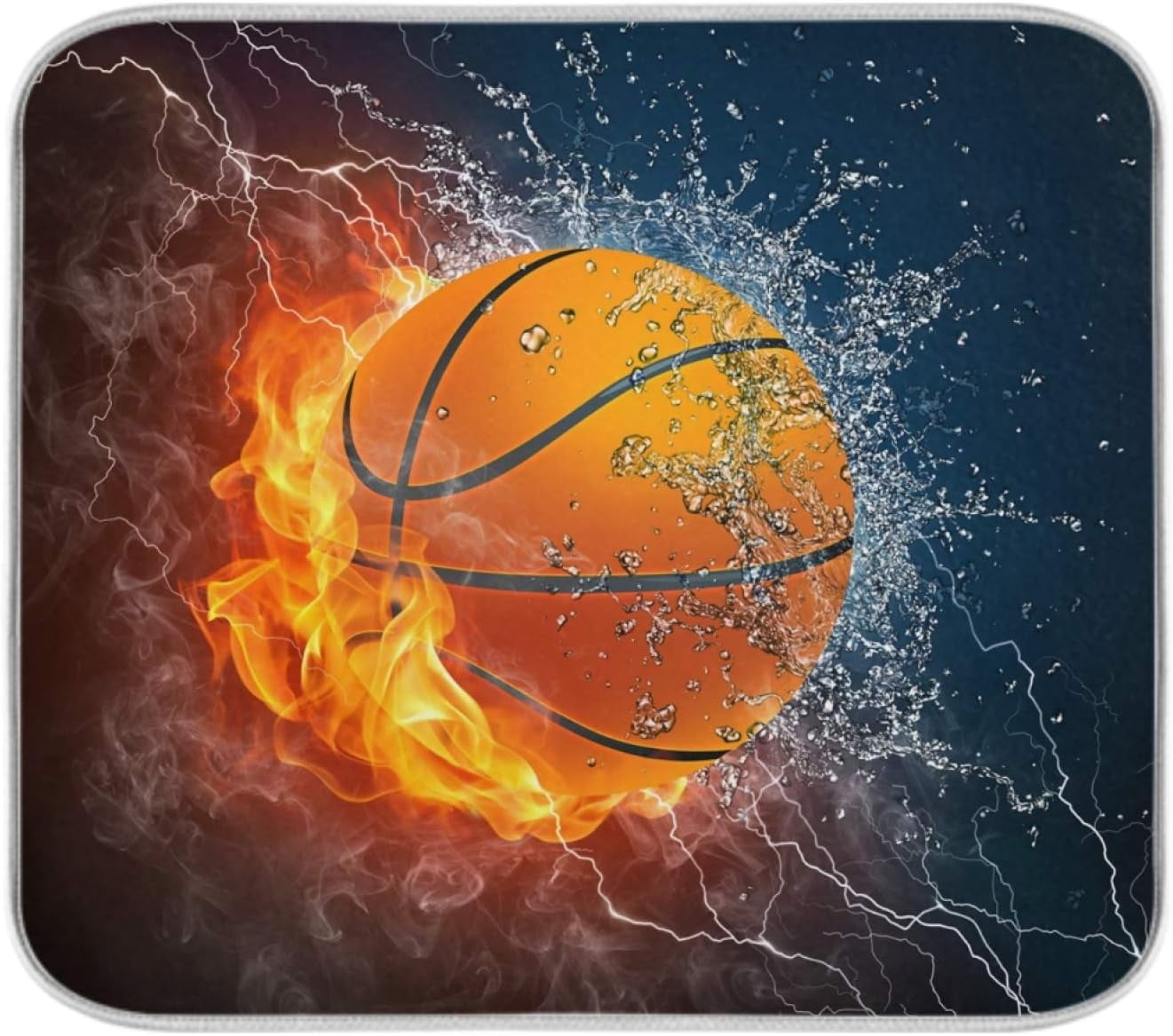 FREEAMG Trendy Basketball in Fire and Water Absorbent Dish Drying Mat ...