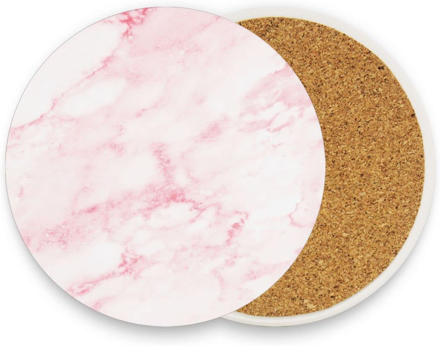 FREEAMG Trendy Pink Marble Texture Coasters for Drinks Set of 2 ...