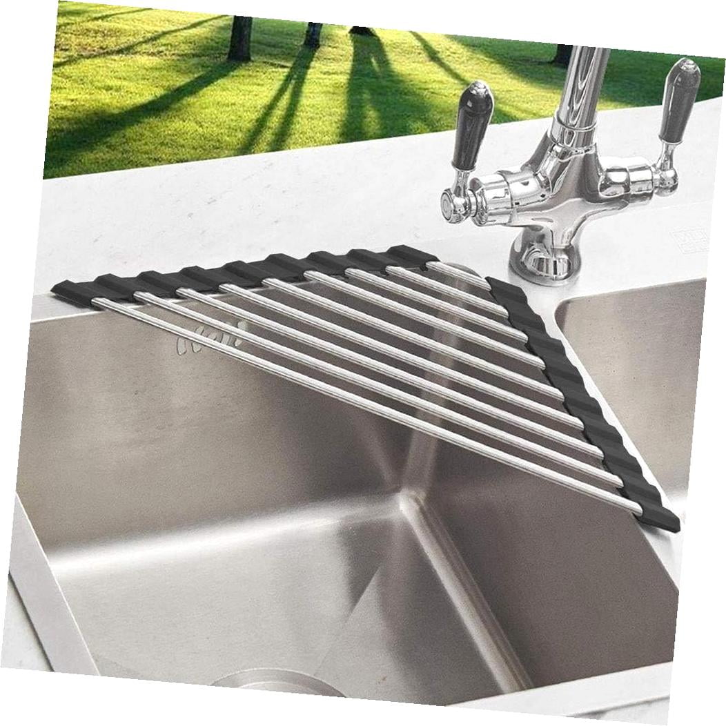 FREEAMG Triangle Dish Drying Rack for Sink Corner Roll Up Dish Drying ...