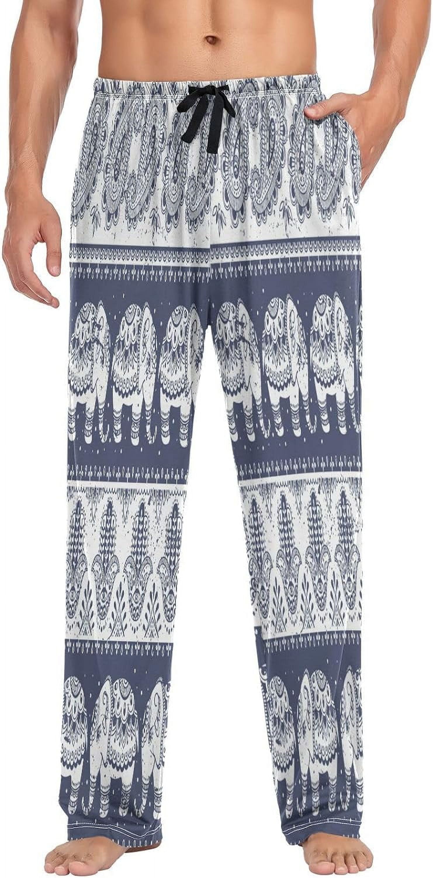 FREEAMG Tribal Elephant Pattern Pajama Pants for Men, Men's Separate ...