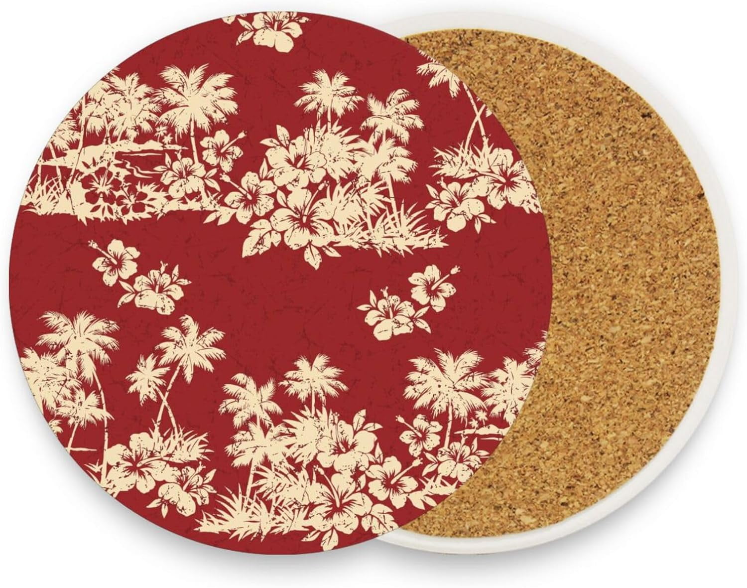 FREEAMG Tropical Design Red Coasters for Drinks Set of 2, Absorbent ...