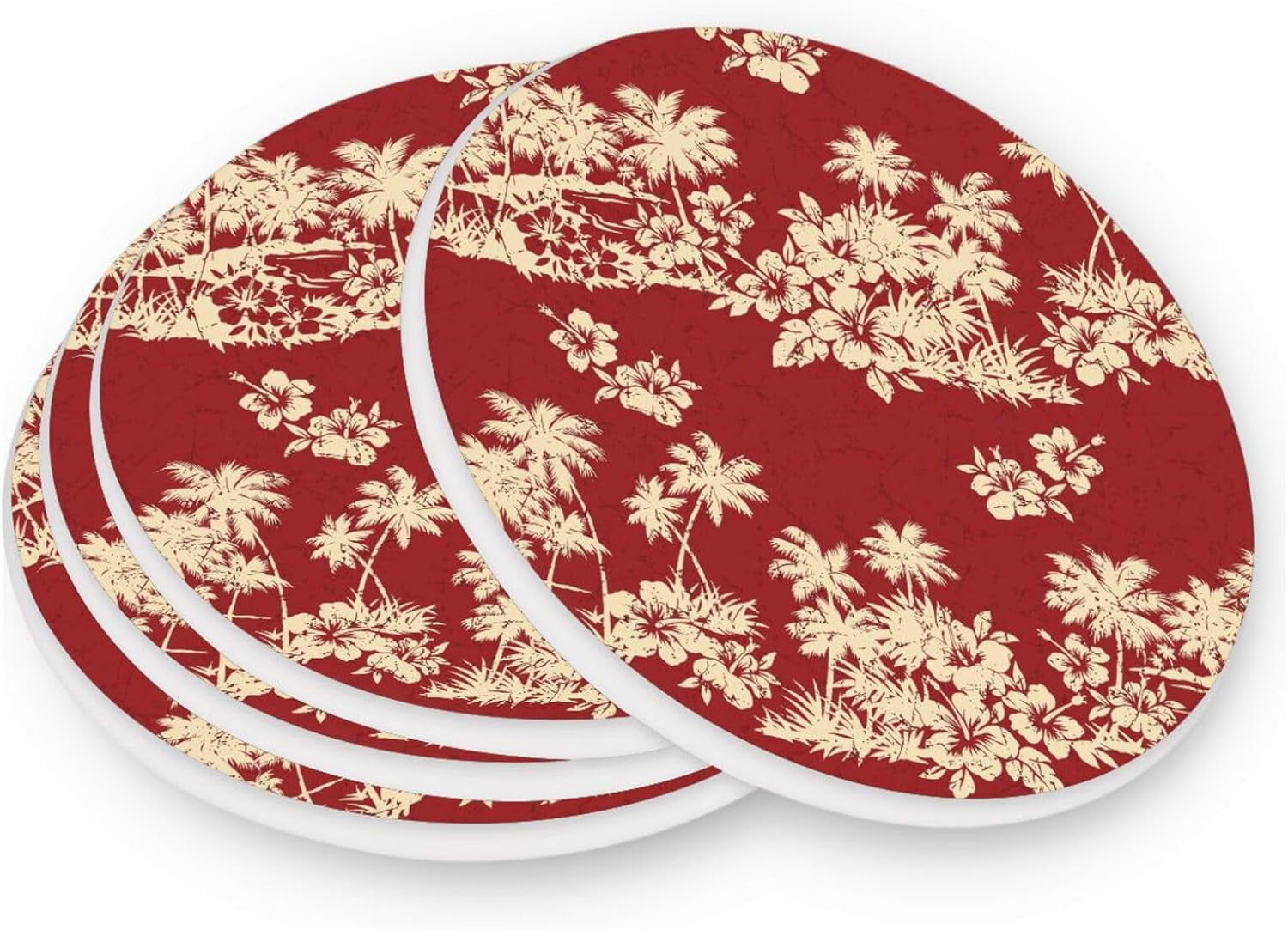 FREEAMG Tropical Design Red Coasters for Drinks Set of 4, Absorbent ...