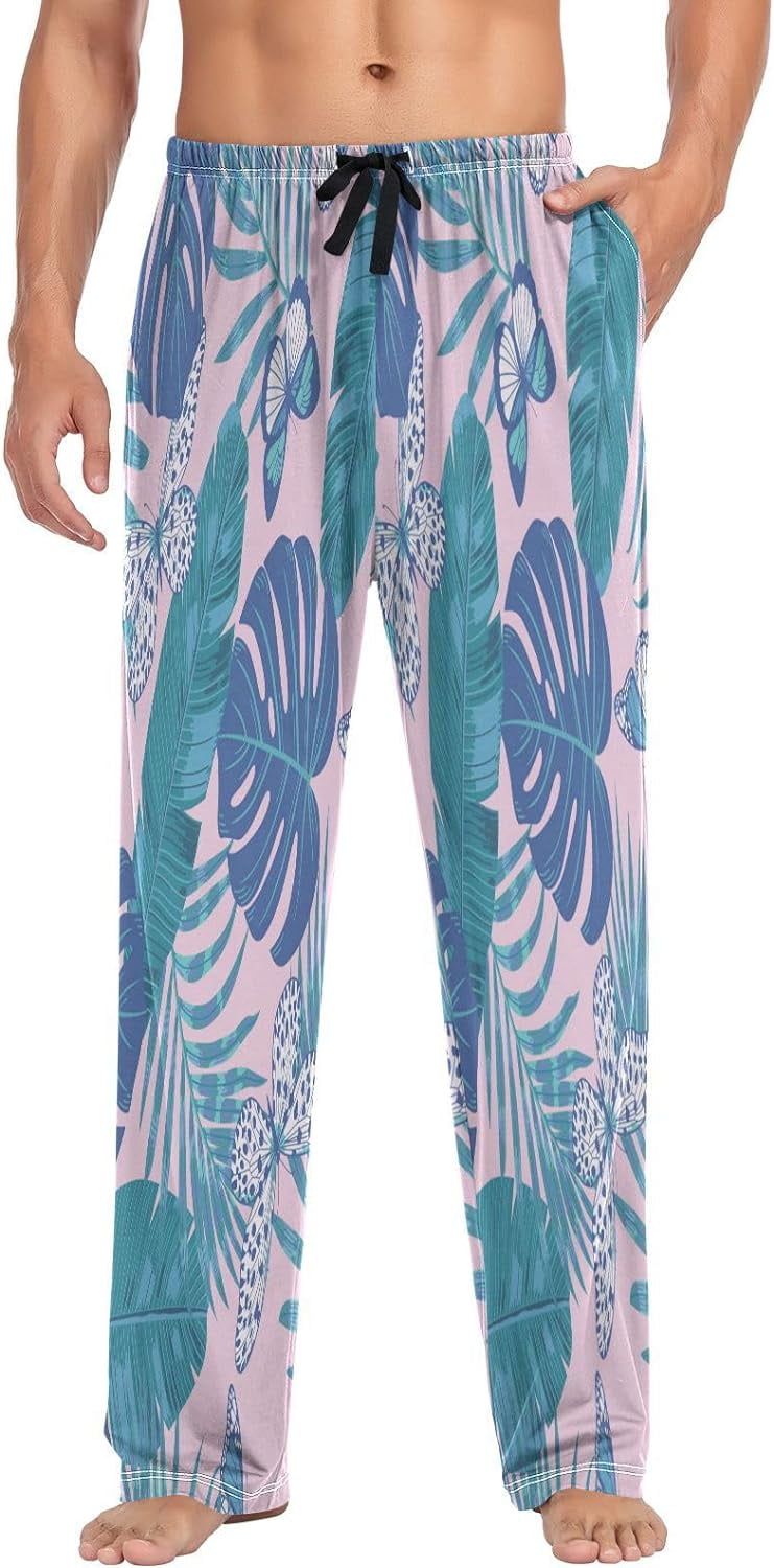 FREEAMG Tropical Leaf Pajama Pants for Men, Men's Separate Bottoms ...