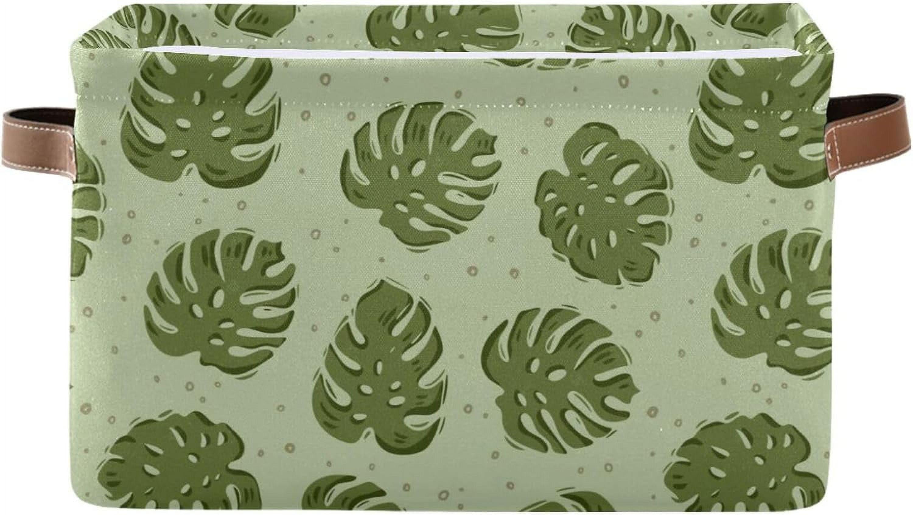 FREEAMG Tropical Palm Foldable Canvas Storage Bin, Sturdy Fabric ...