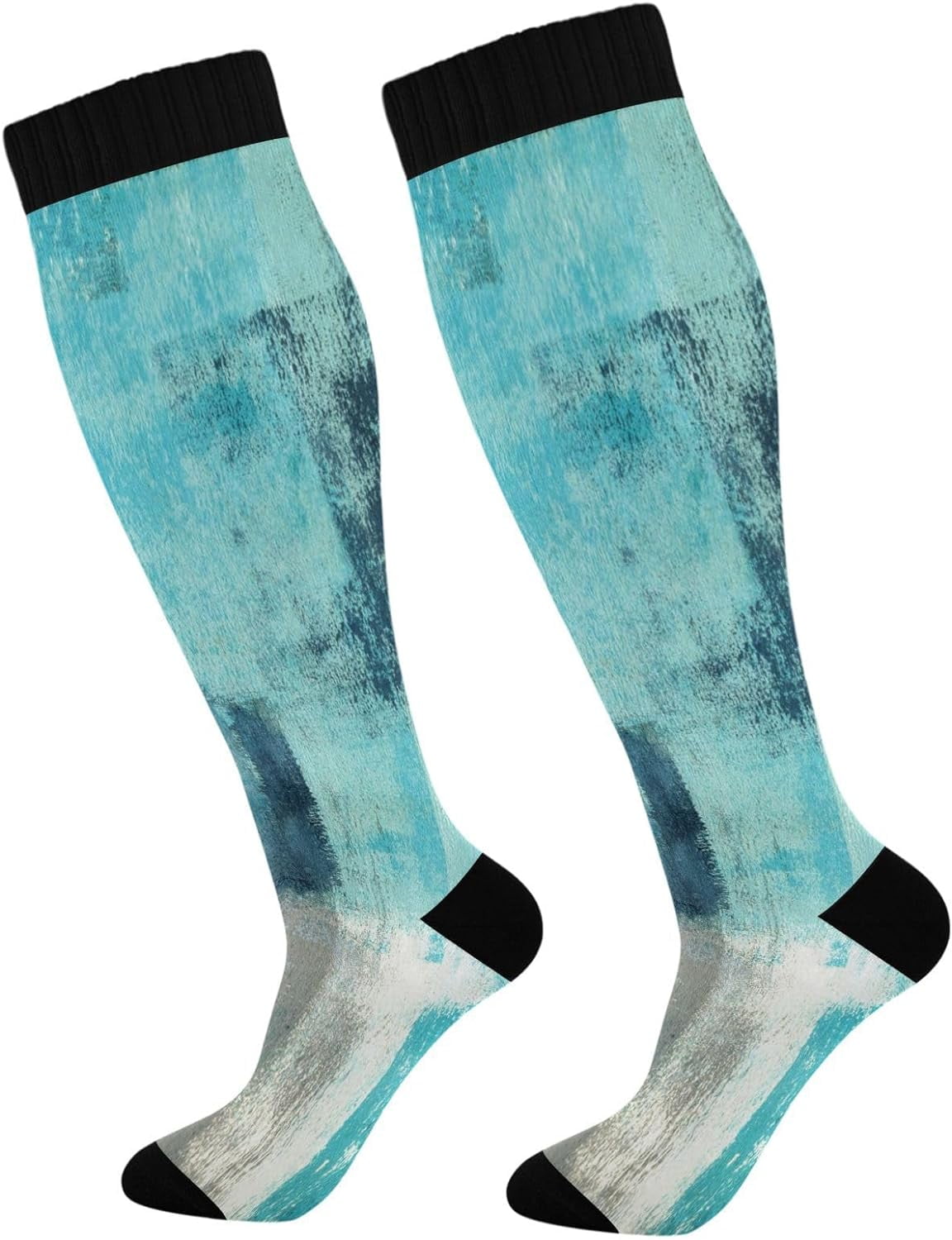 FREEAMG Turquoise Grey Marble Compression Socks for Women Men ...
