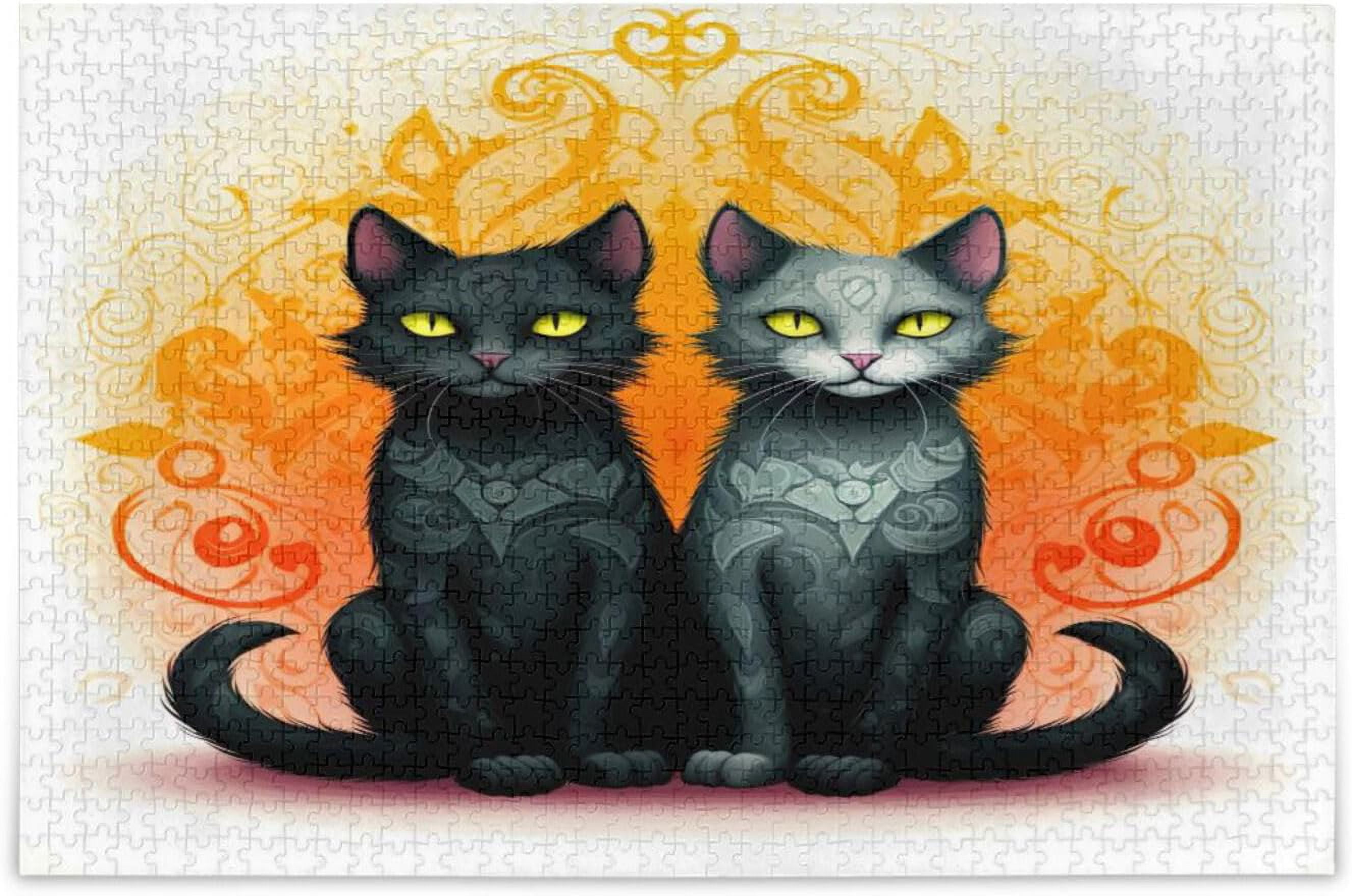FREEAMG Two Cats Jigsaw Puzzles for Adults 1000 Pieces,Decompression ...