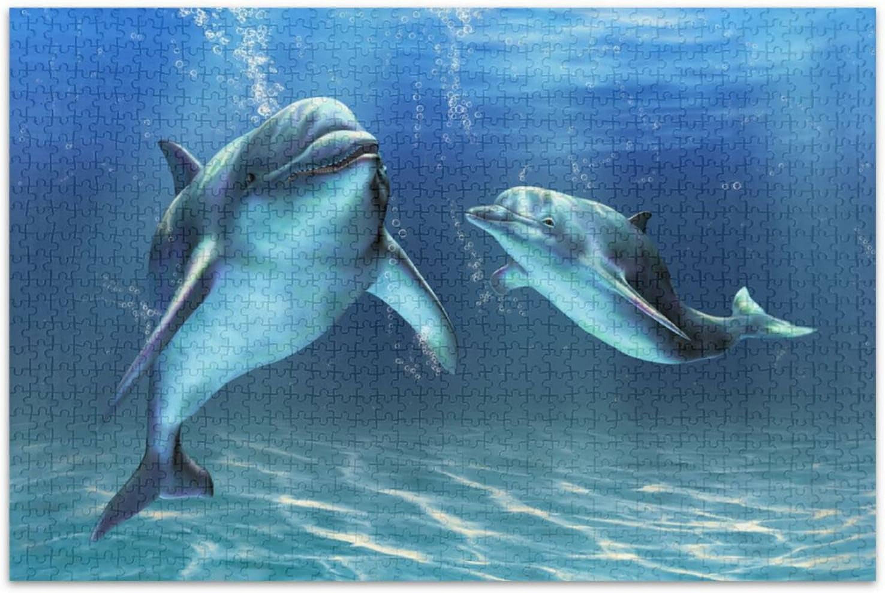 FREEAMG Two Dolphins Happily Swimming in The Ocean Digital Illustration ...