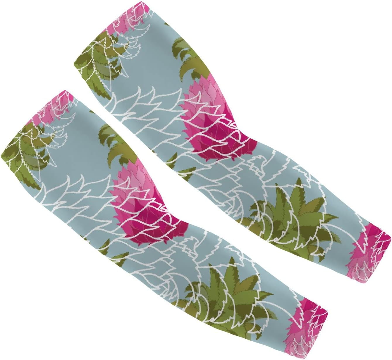 FREEAMG UV Sun Protection Compression Arm Sleeves for Men Women Pink ...