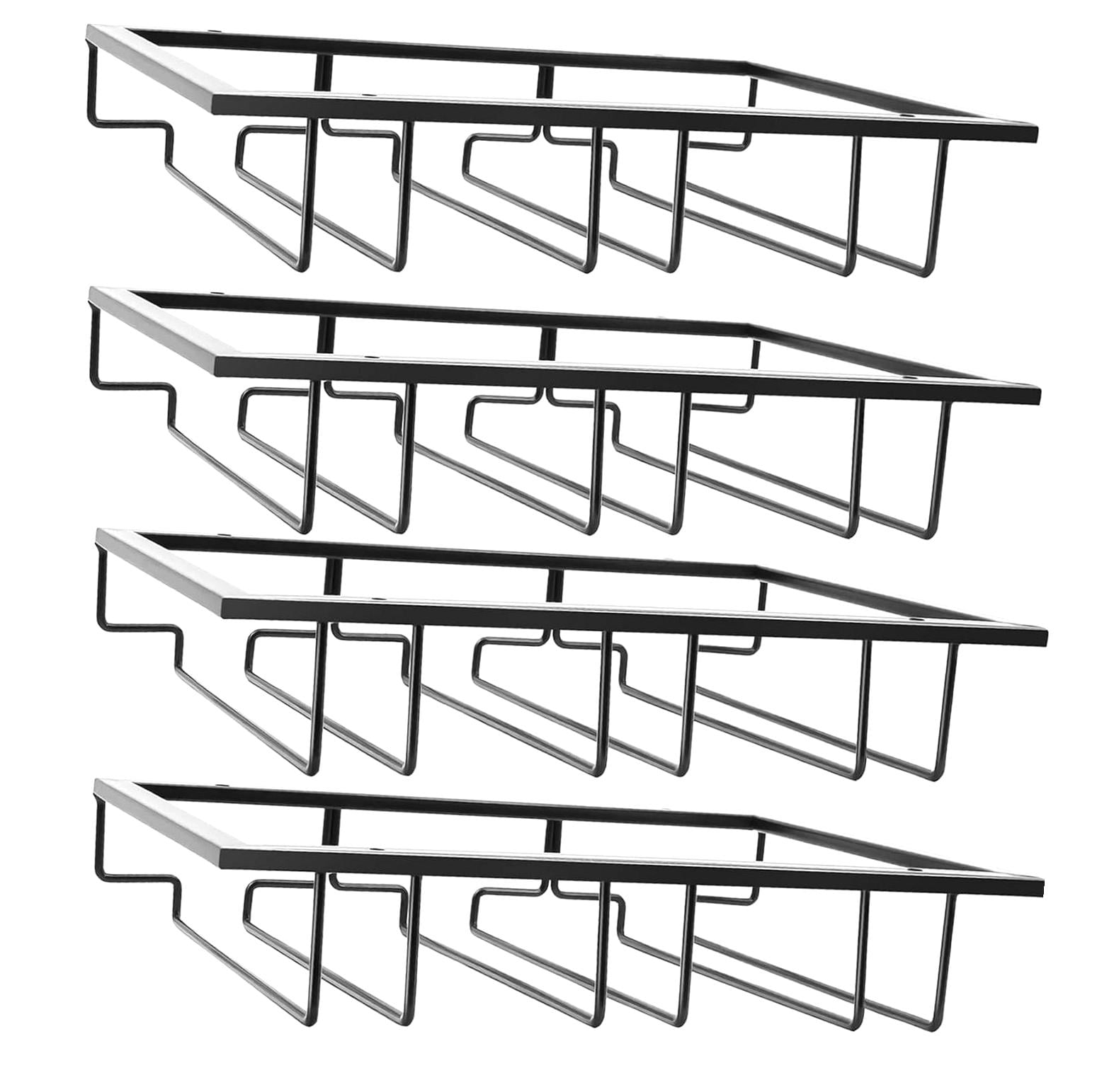 FREEAMG Under Cabinet Stemware Holder, 4 Pack Black Metal Glass Rack, 3 ...
