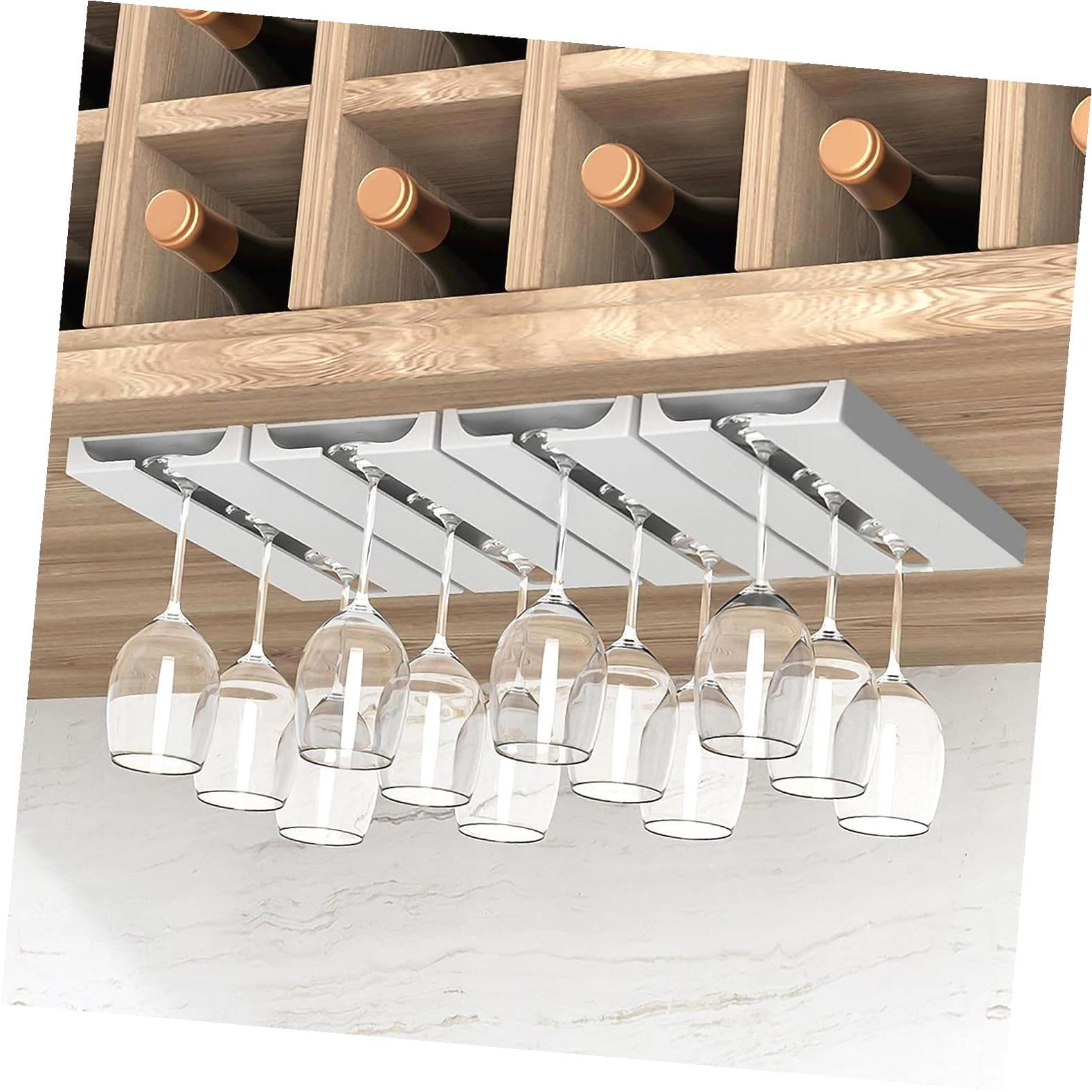 FREEAMG Under Shelf Glass Rack, 4 Pack Stemware Holder - No-drill ...