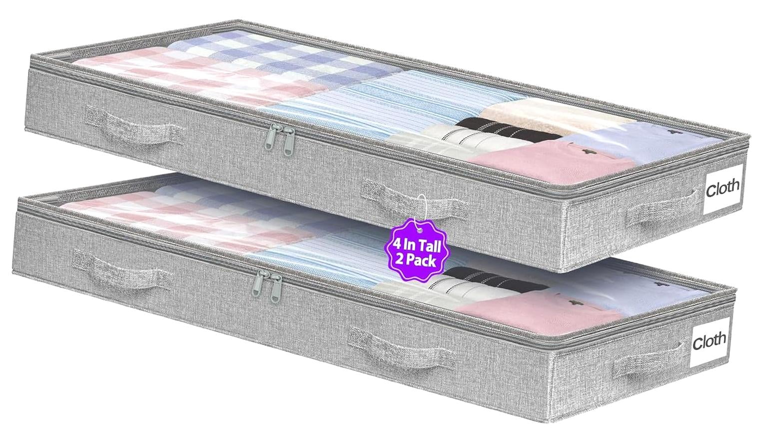 FREEAMG Underbed Storage Solutions, Slim 4-Inch High Containers, No ...