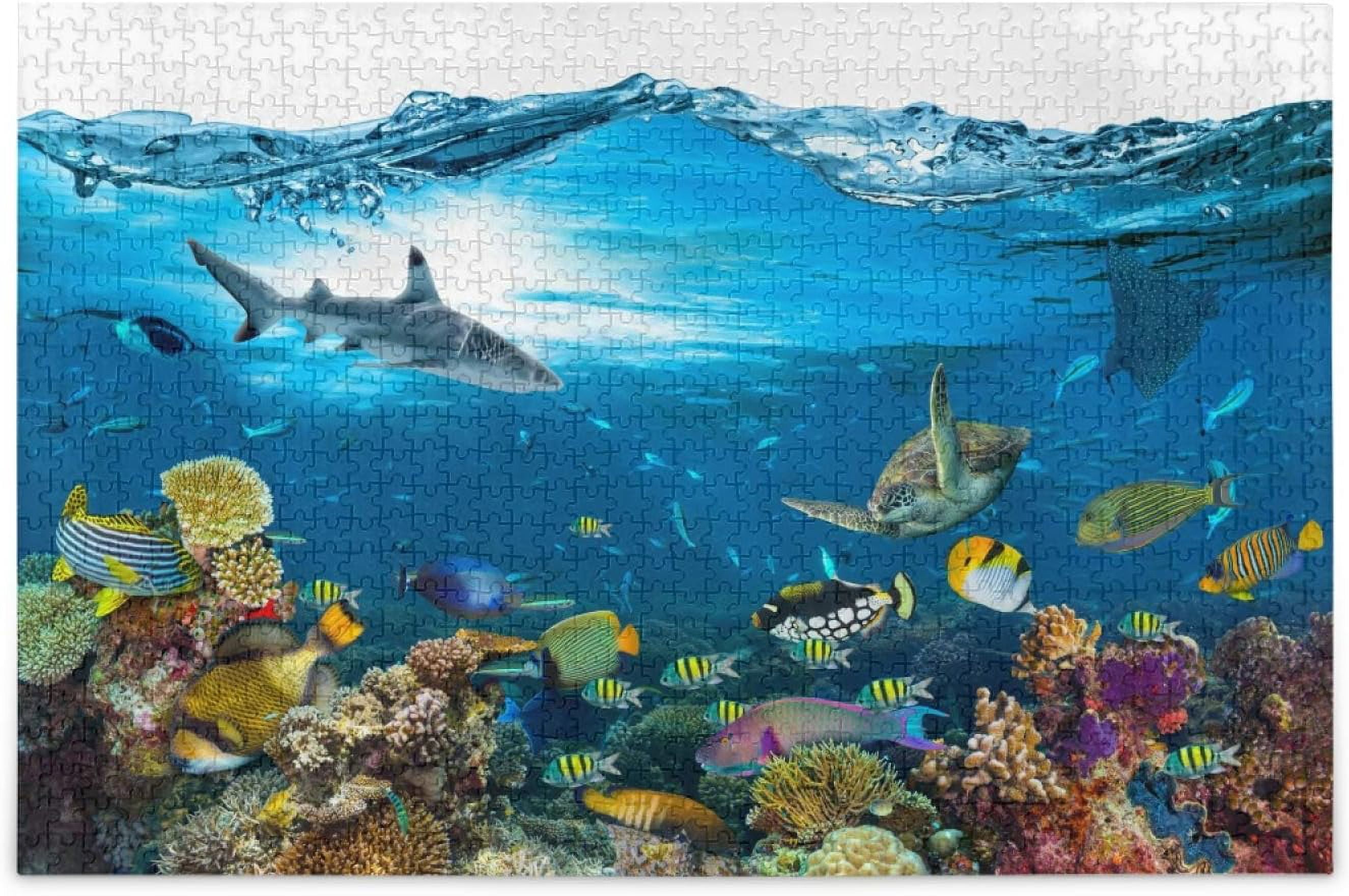 FREEAMG Underwater Coral Reef Wildlife Shark Puzzle for Adults 500 ...
