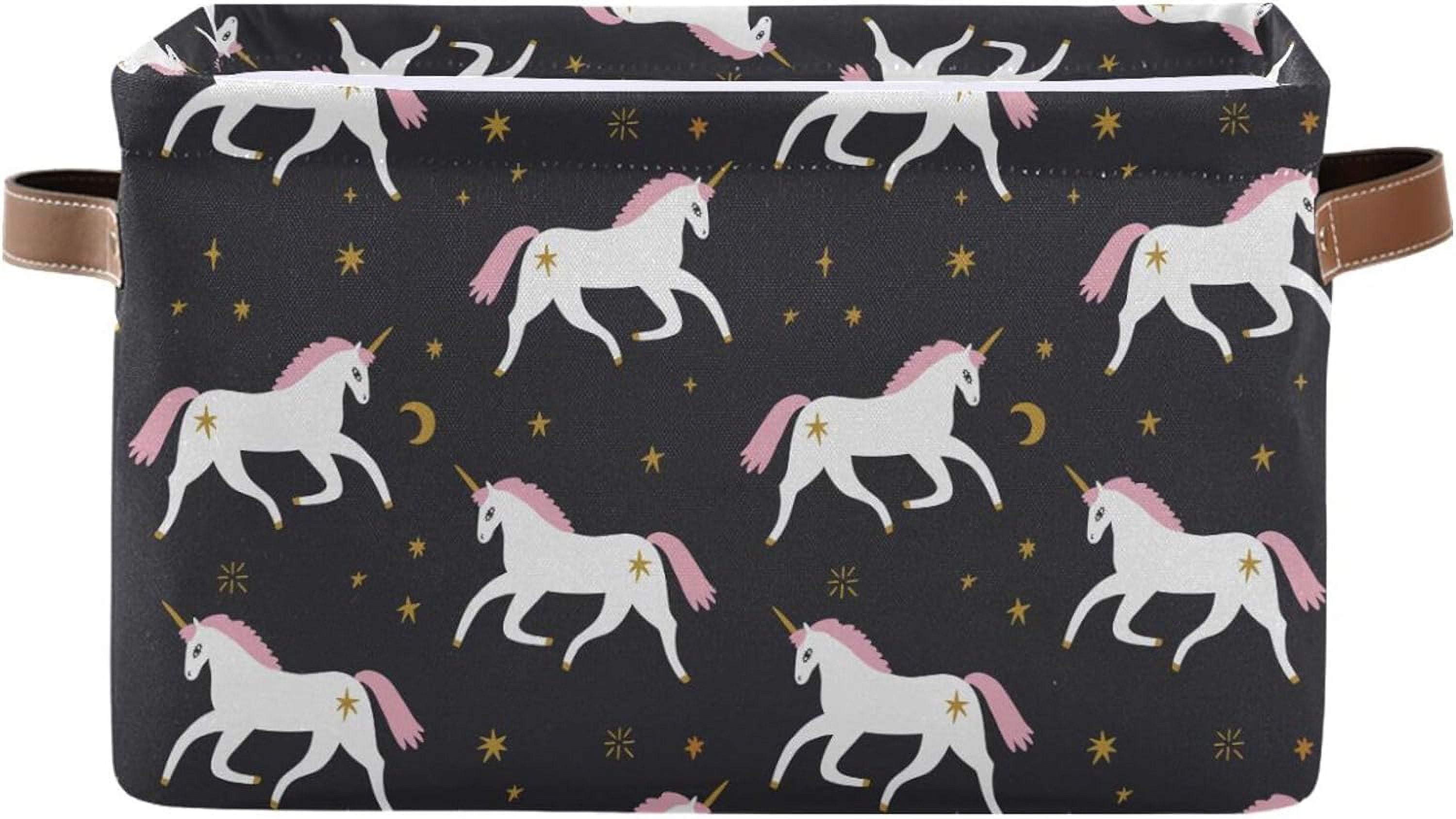 FREEAMG Unicorns and Stars Storage Basket, Durable Canvas Organizer ...