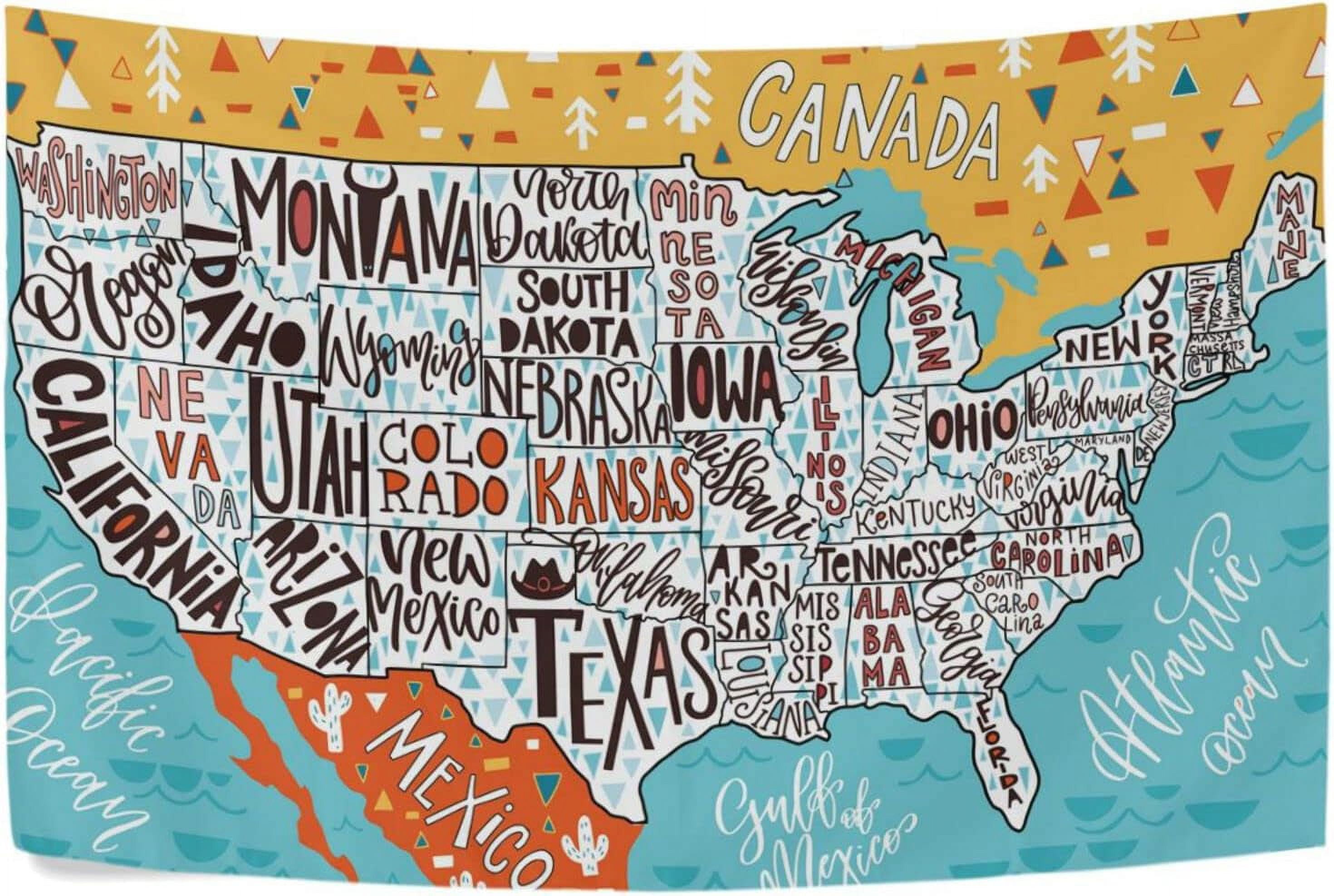 FREEAMG Usa Map American Tapestries Wall Hanging Bedding Tapestry ...