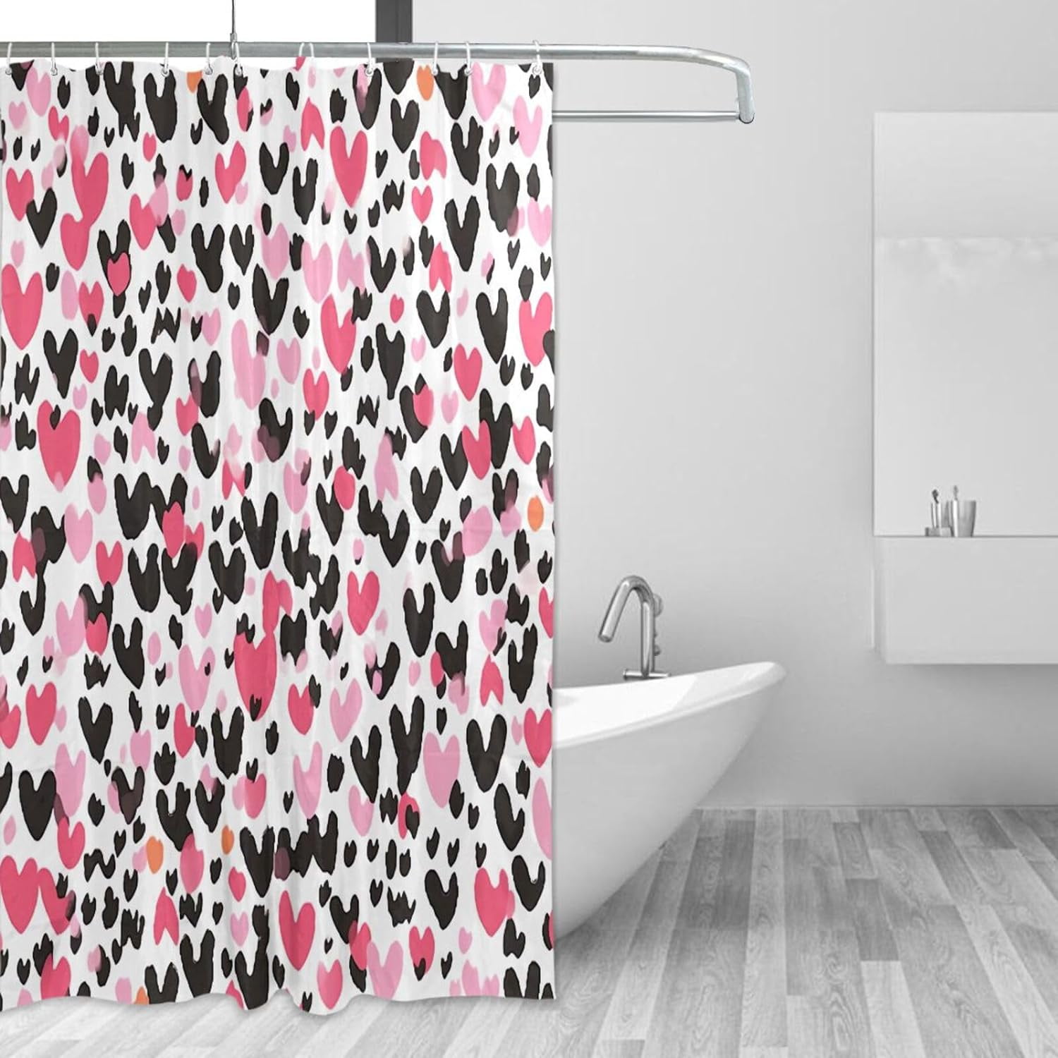 FREEAMG Valentine's Day Heart Shower Curtain Waterproof Washable Shower ...