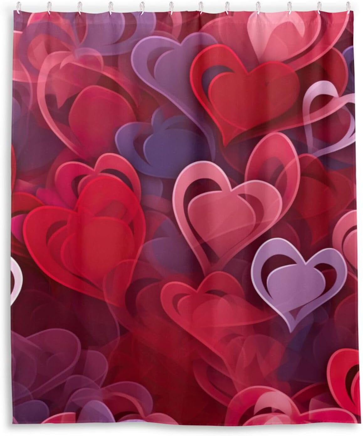 FREEAMG Valentine's Day Love Heart Shower Curtain with Hooks ...