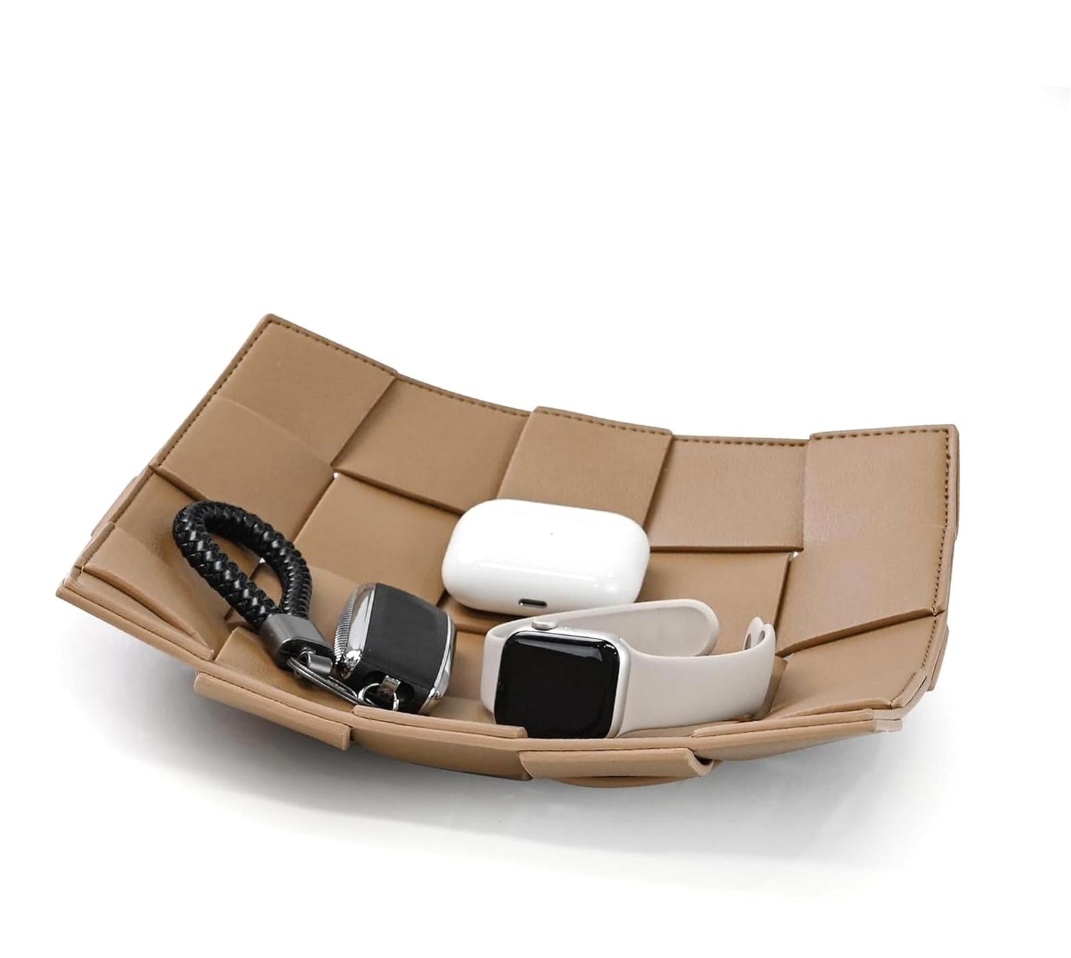 FREEAMG Valet Tray PU Leather Key Holder Dish for Men Entryway Table ...