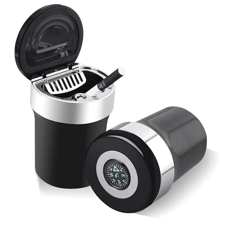 FREEAMG Vehicle Ashtray Stainless Steel Cup Holder Ashtray with Blue ...