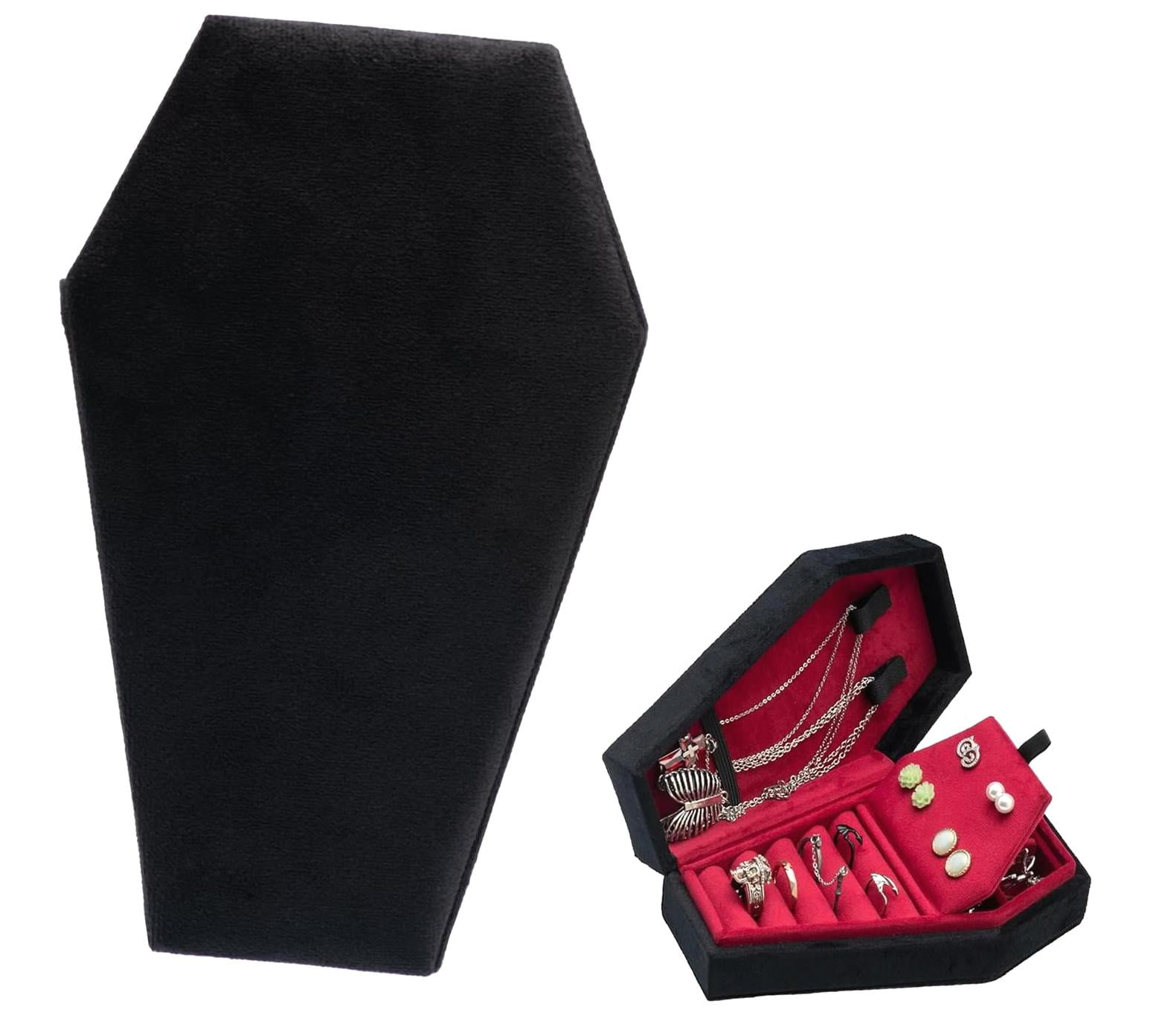 FREEAMG Velvet Coffin Jewelry Travel Case Holder for Gothic Wedding ...