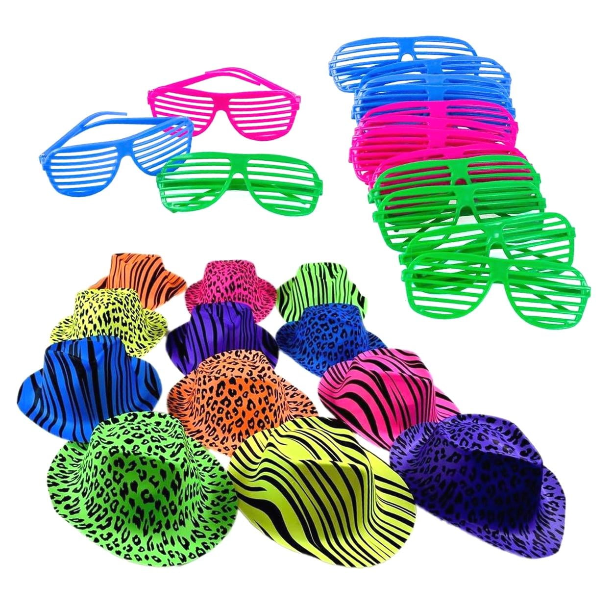 FREEAMG Vibrant Party - 12 Neon Hats with 12 Shutter Shades - Walmart.com