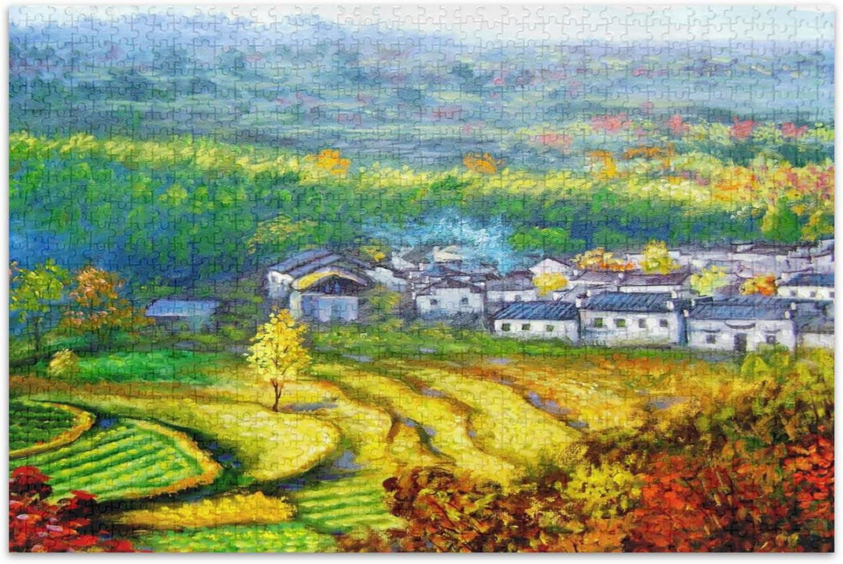 FREEAMG Village and Rice Fields 1000 Pcs of Irregular Puzzle in a Box ...