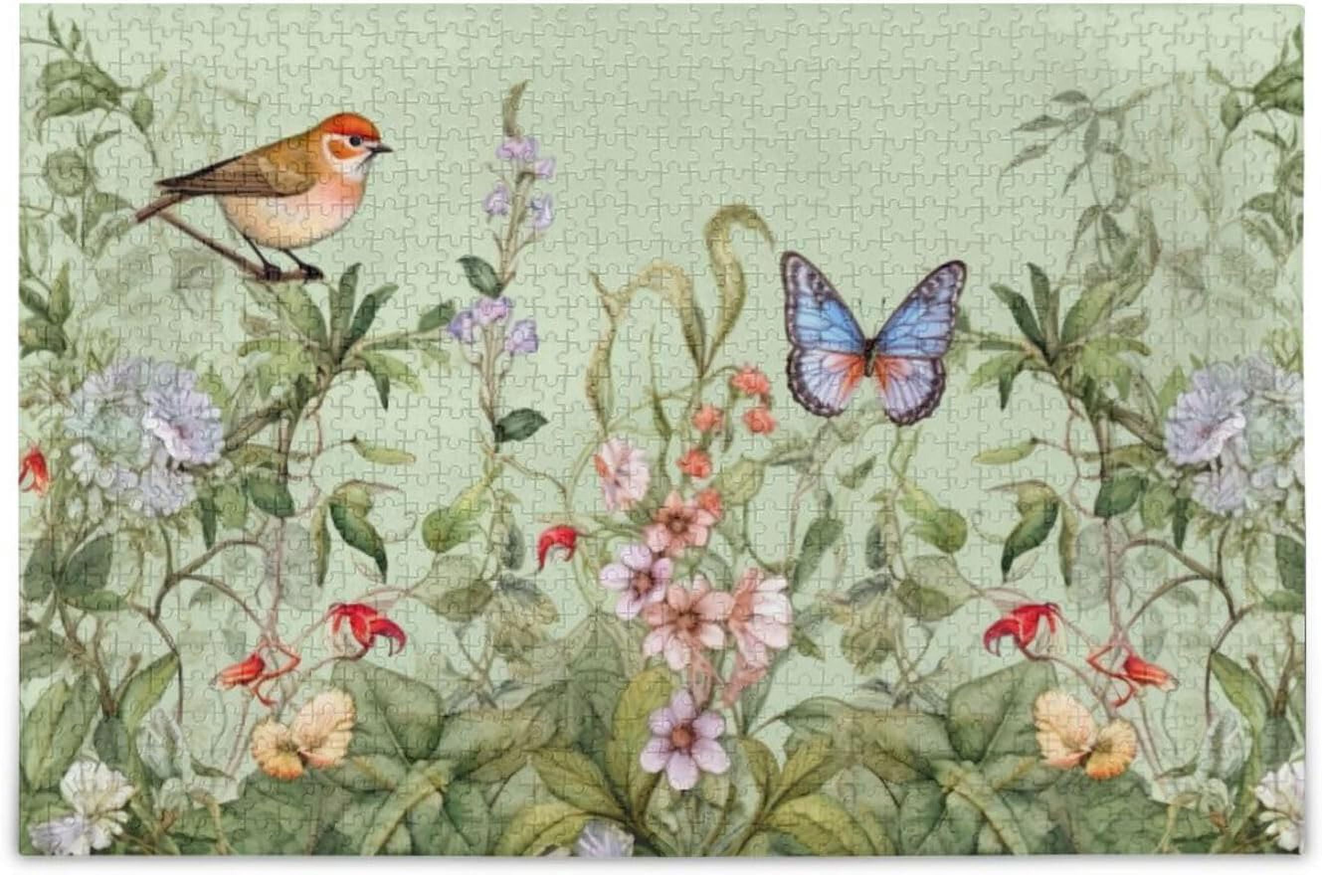 FREEAMG Vintage Bird Flowers Jigsaw Puzzles for Adults 1000 Piece ...