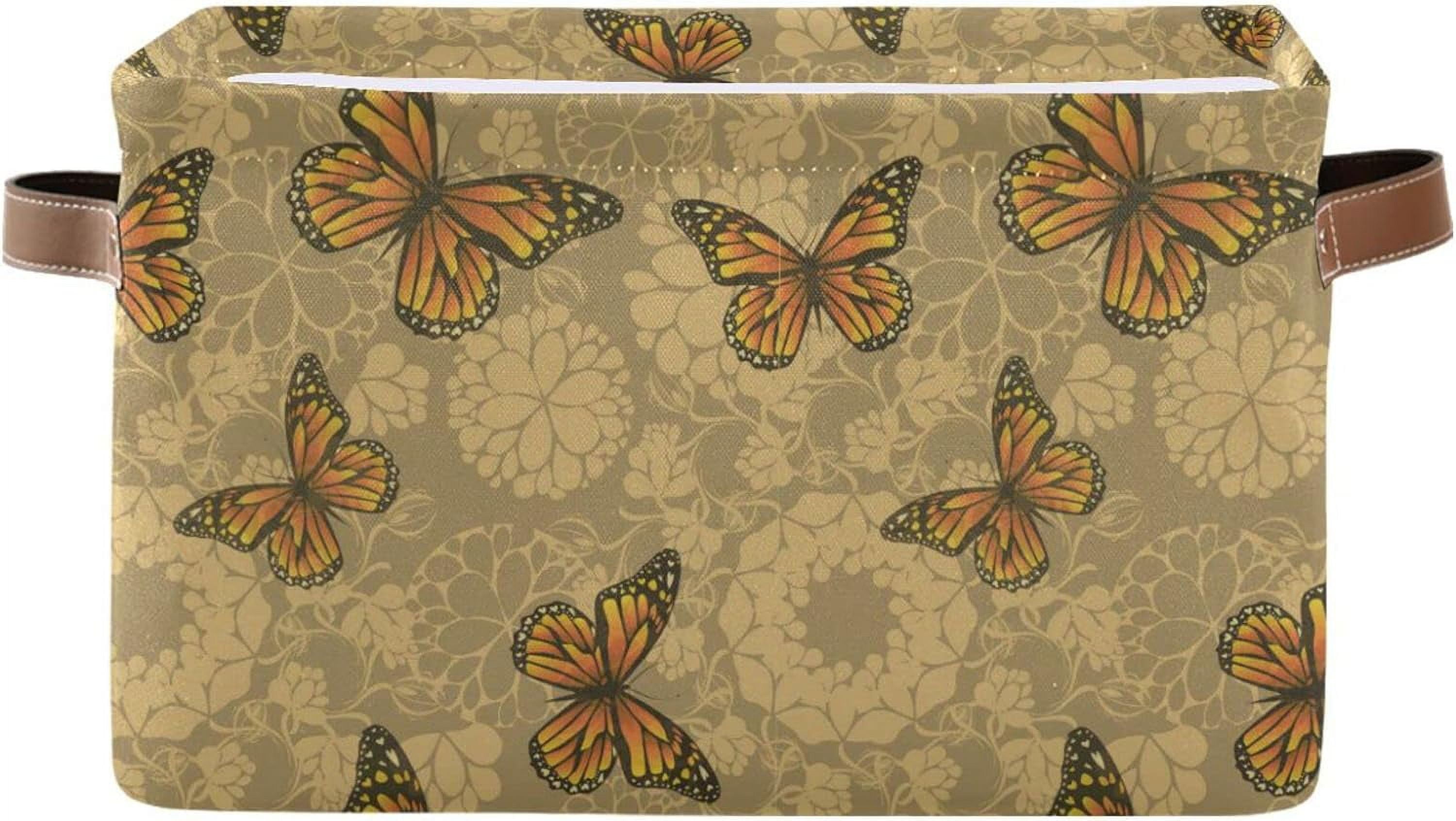 FREEAMG Vintage Butterfly Storage Basket with Handles Collapsible ...