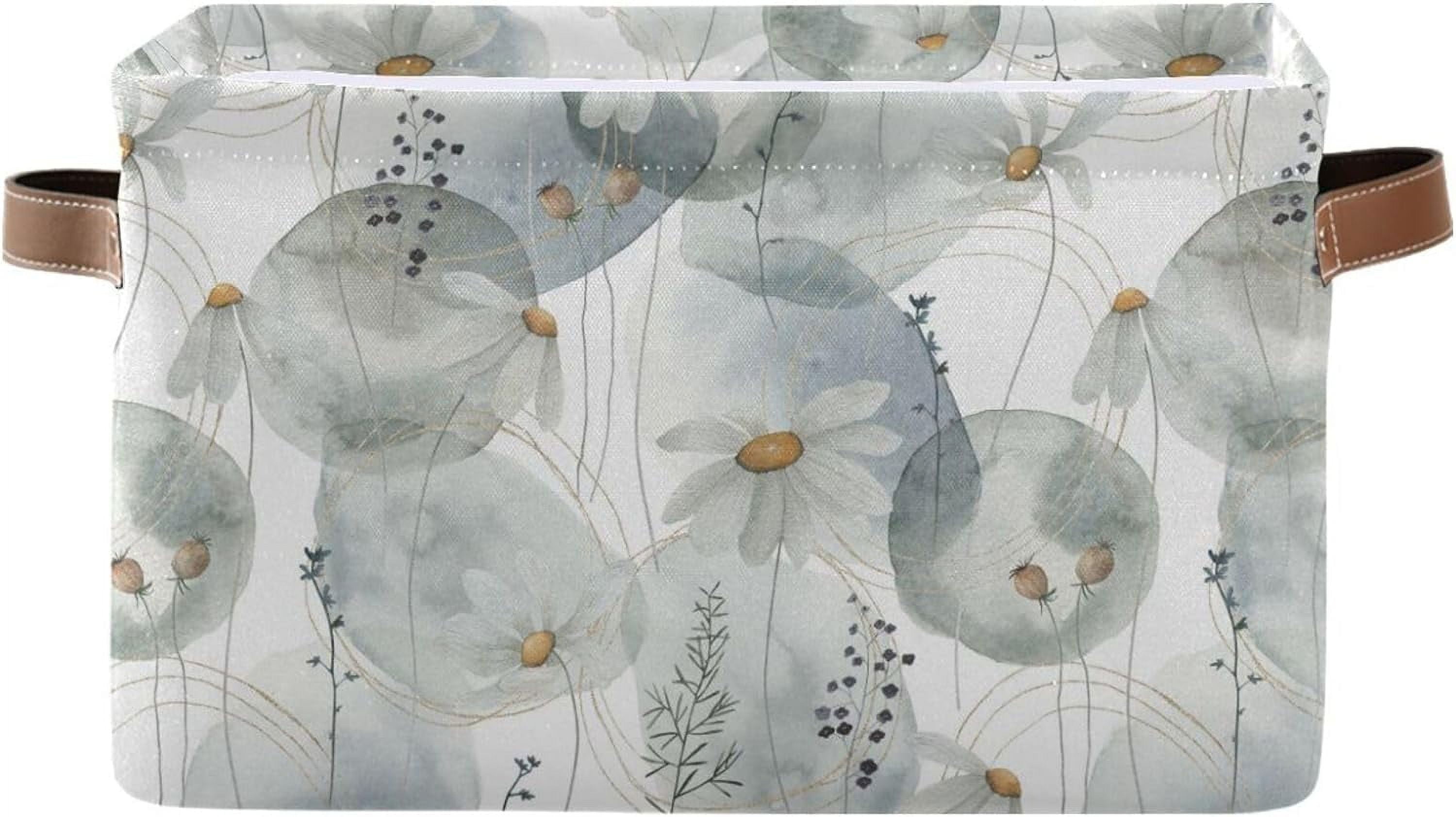 FREEAMG Vintage Flower Foldable Canvas Storage Bin, Sturdy Fabric ...