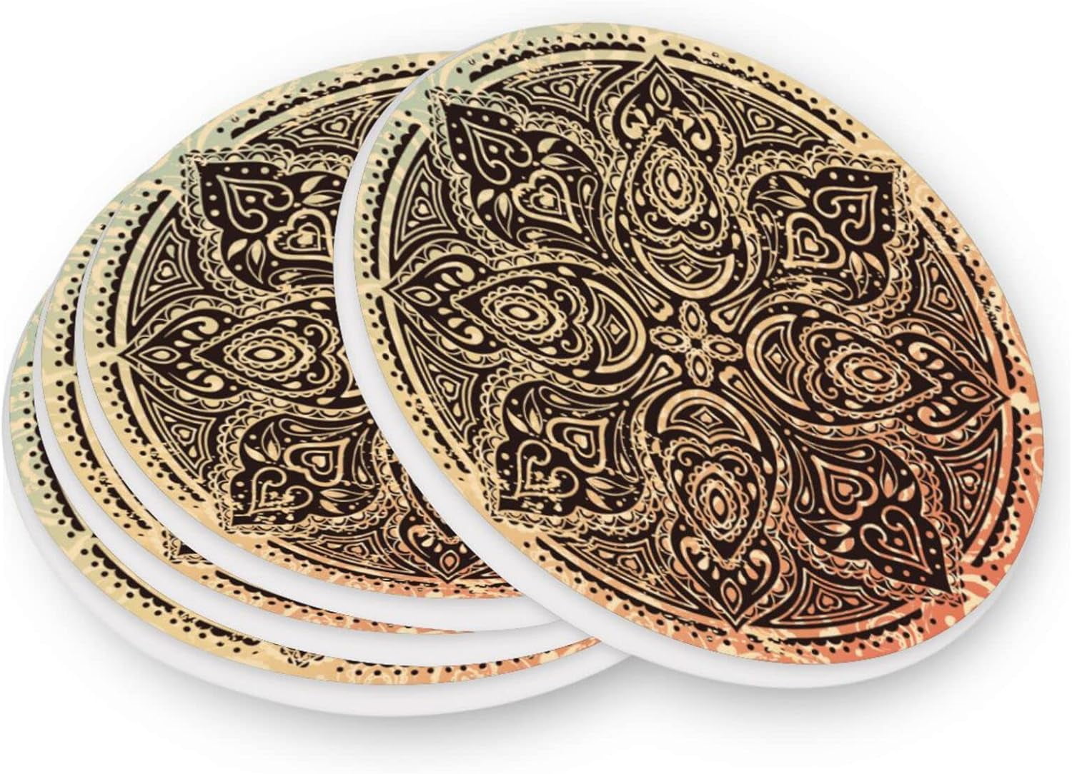 FREEAMG Vintage Indian Ornament Coasters for Drinks Set of 4, Absorbent ...