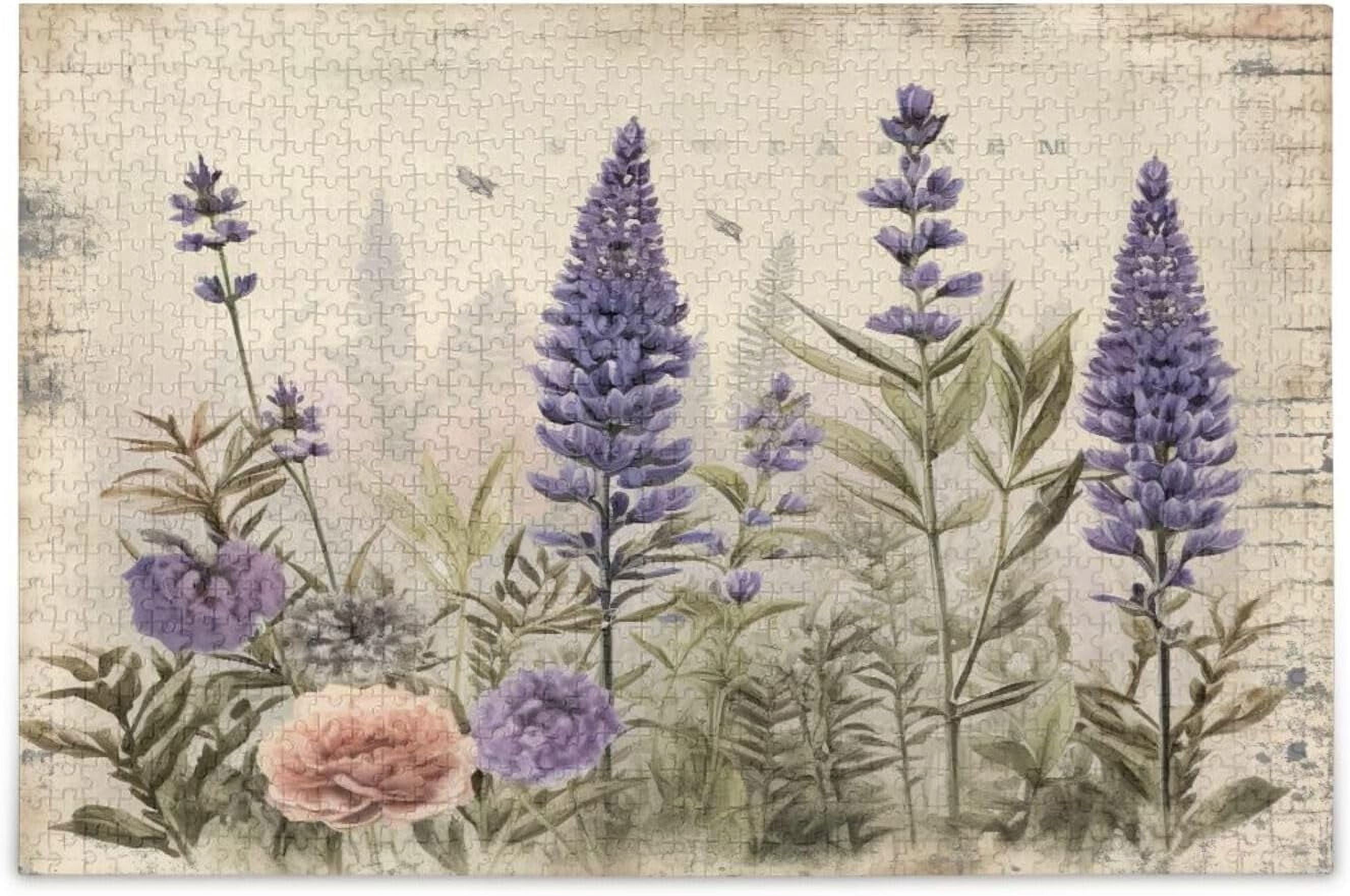 FREEAMG Vintage Lavender 500 Piece Large Jigsaw Puzzle for Adults ...