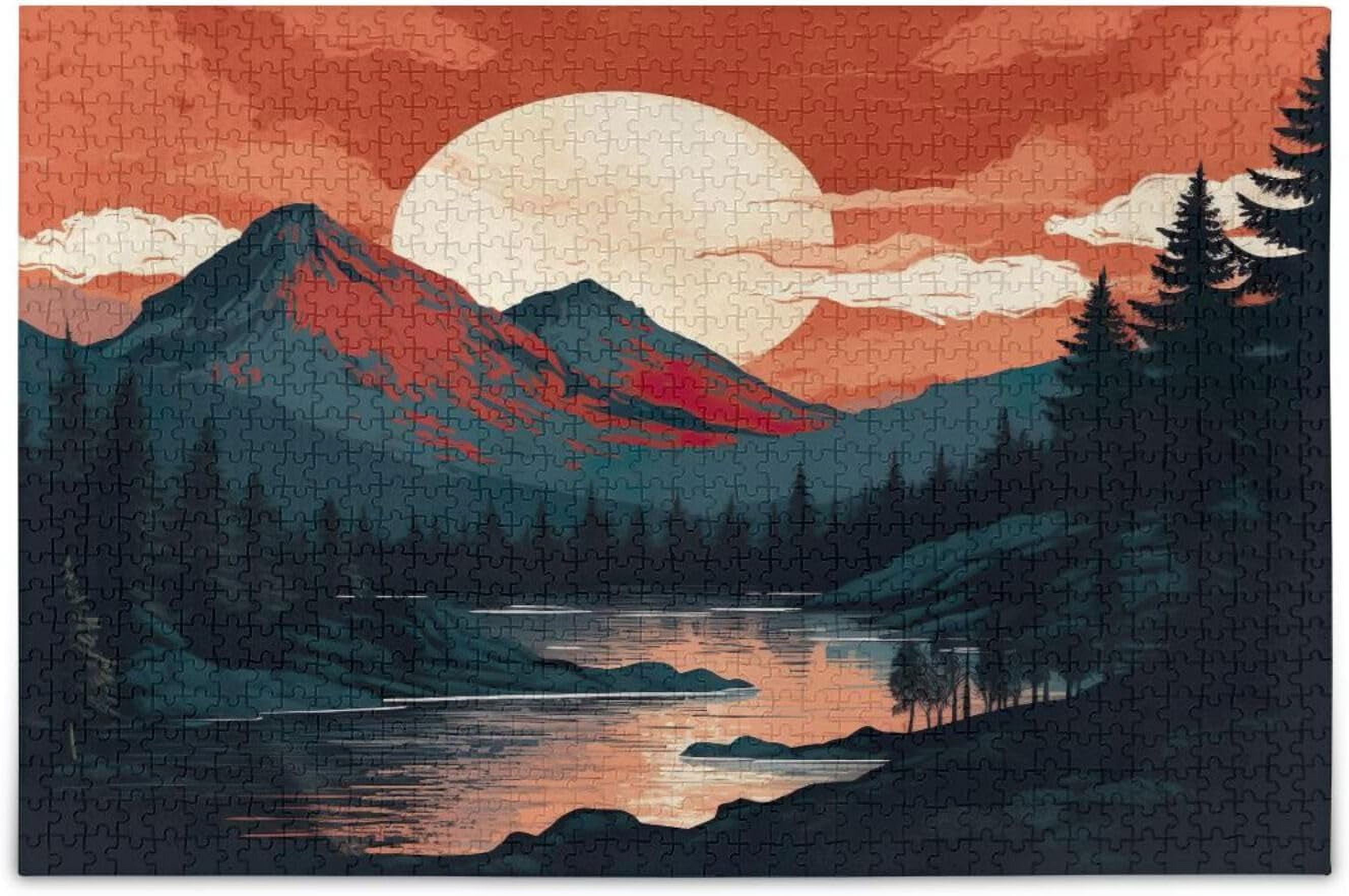 FREEAMG Vintage Mountain Landscape 1000 Piece Large Jigsaw Puzzle for ...