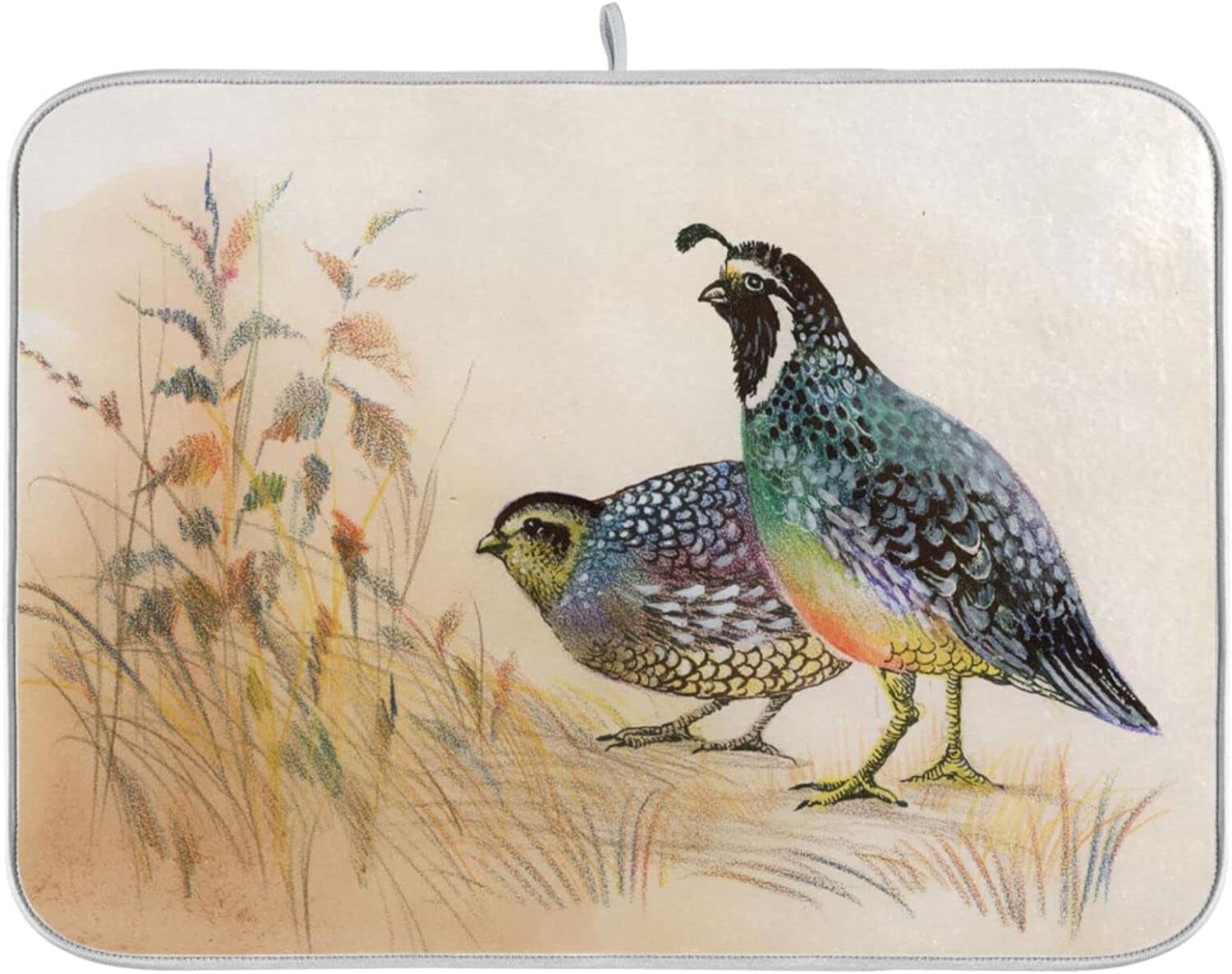 FREEAMG Vintage Quails Dish Drying Mat,16 x 18 Inches Microfiber ...